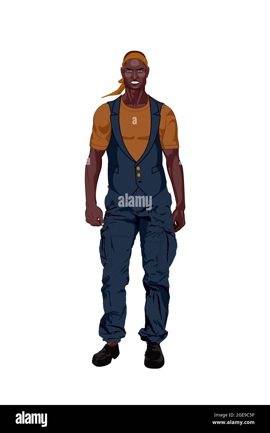 2d illustration of an elegant man - Portrait of a fashionably dressed ...