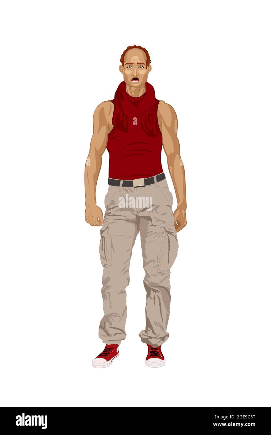 2d illustration of an elegant man - Portrait of a fashionably dressed ...