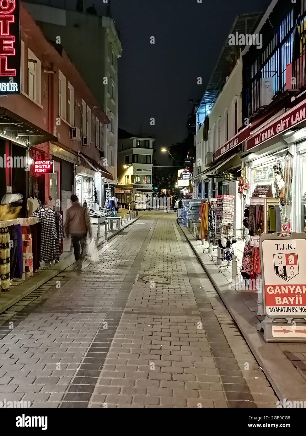 ISTANBUL, TURKEY - Mar 30, 2021: A vertical shot of illuminated streets ...