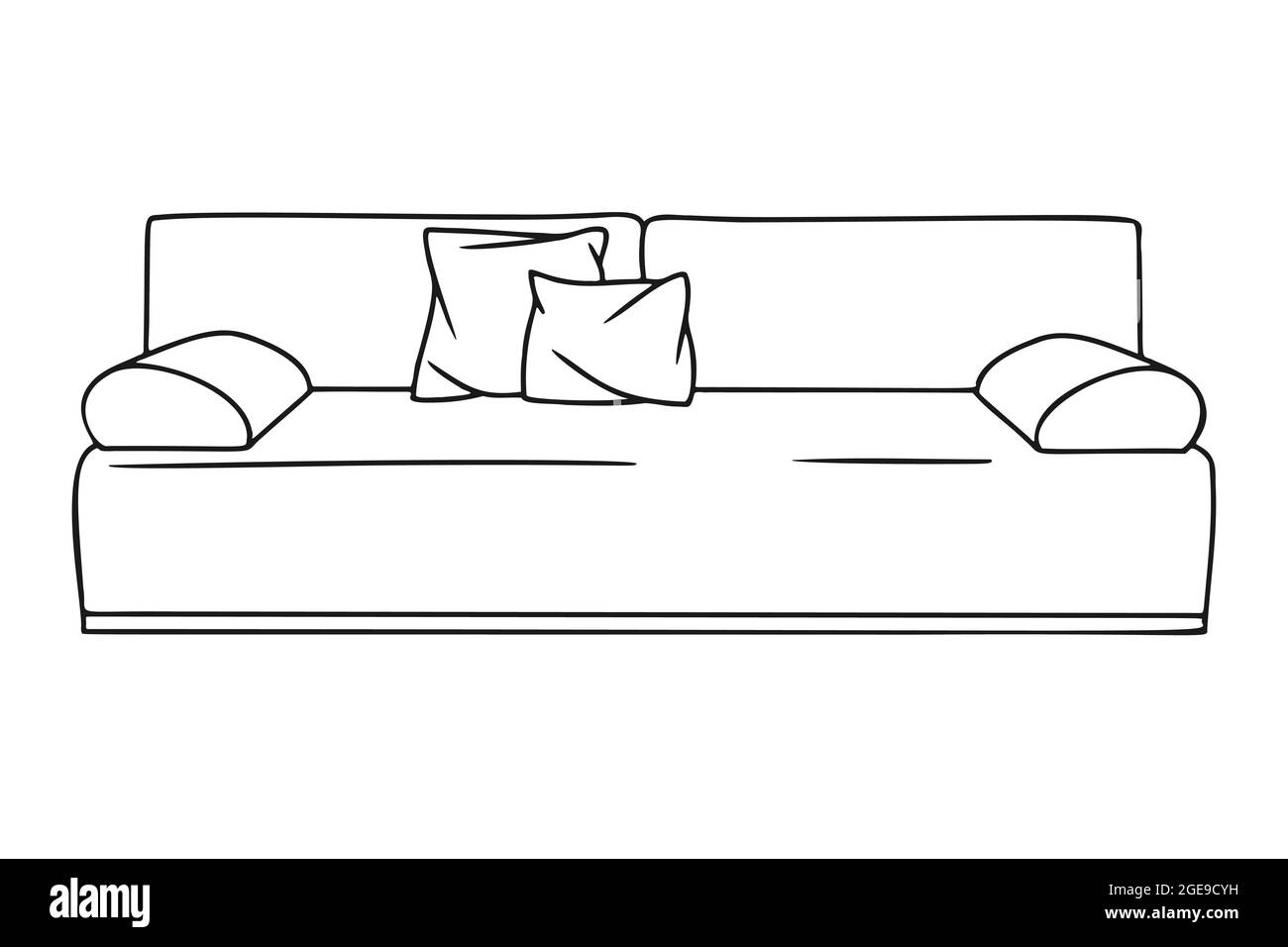 Sketch of a sofa isolated on a white background. Vector illustration ...