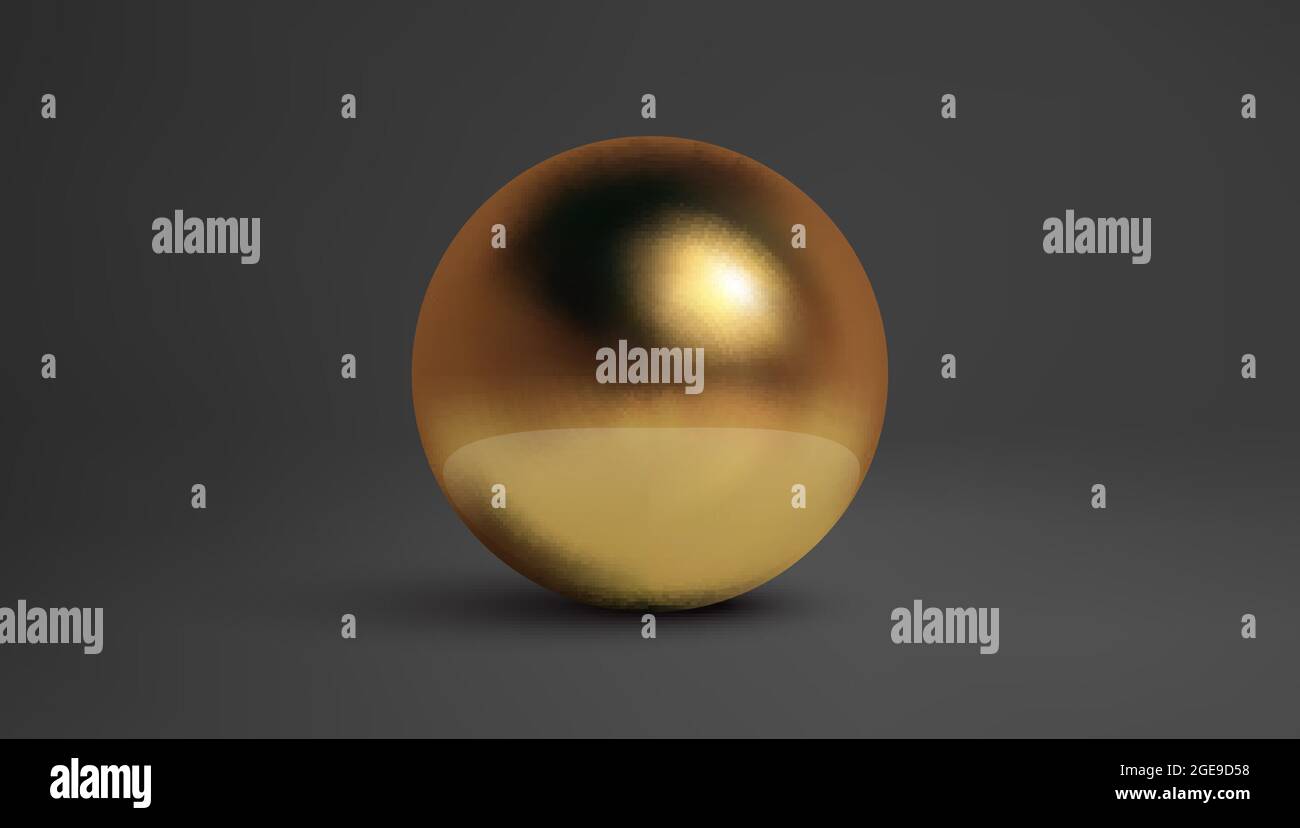 Golded sphere isolated on black background. 3d vector illustration ...