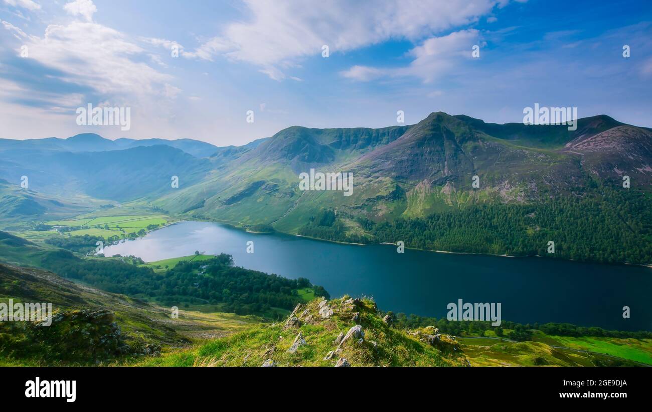 Clouds rolling over Buttermere lake in Lake District, Cumbria, UK ...