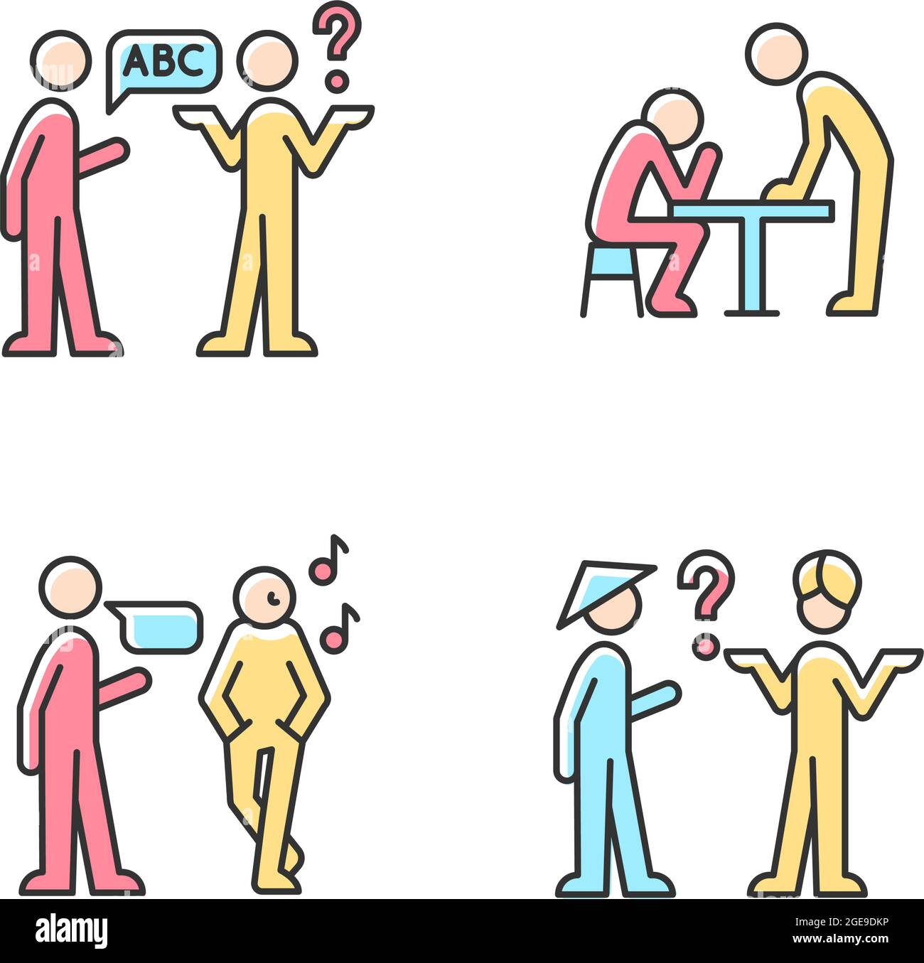 Communicating information effectively RGB color icons set Stock Vector ...
