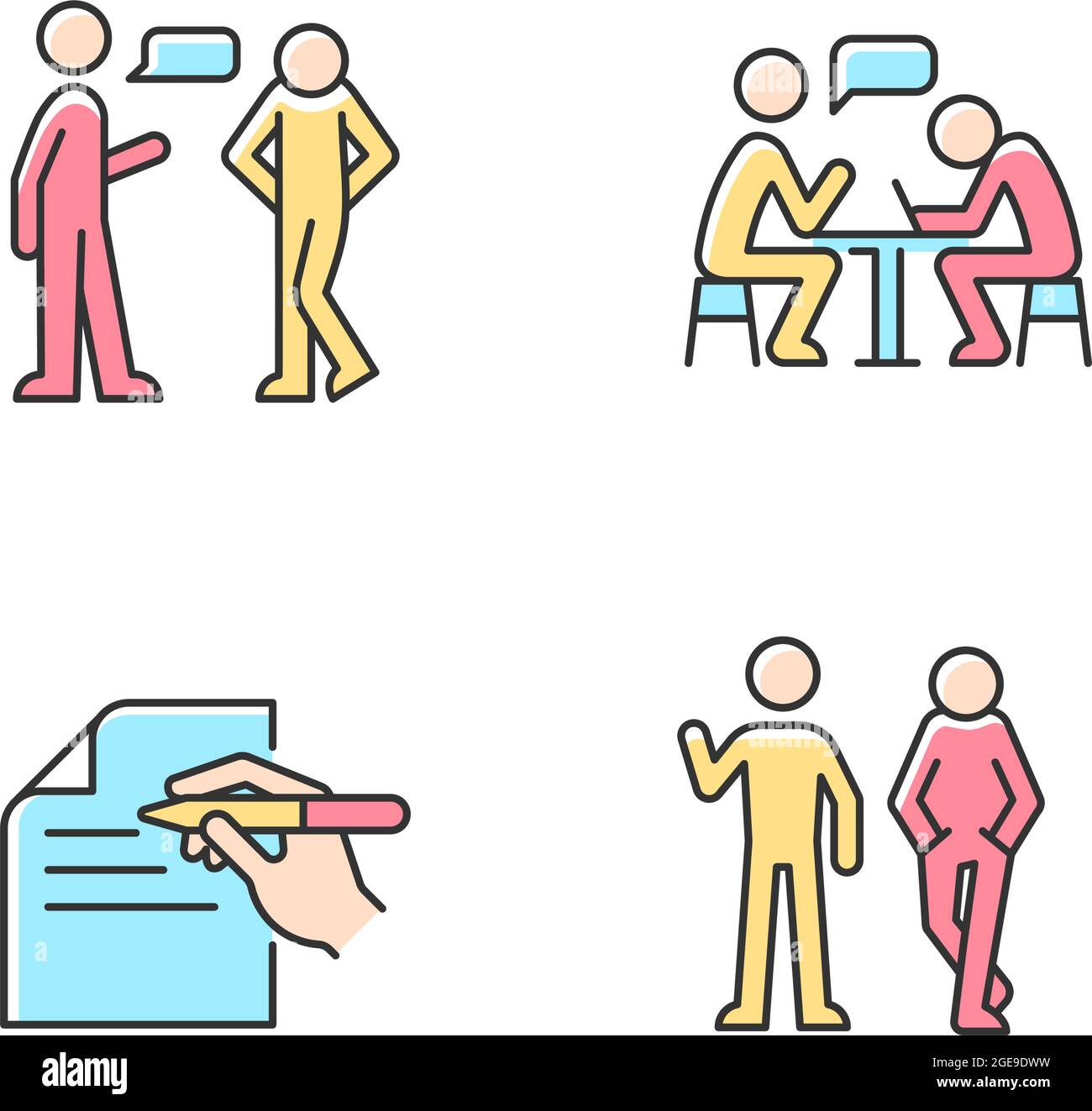 Understanding in communication RGB color icons set Stock Vector Image ...