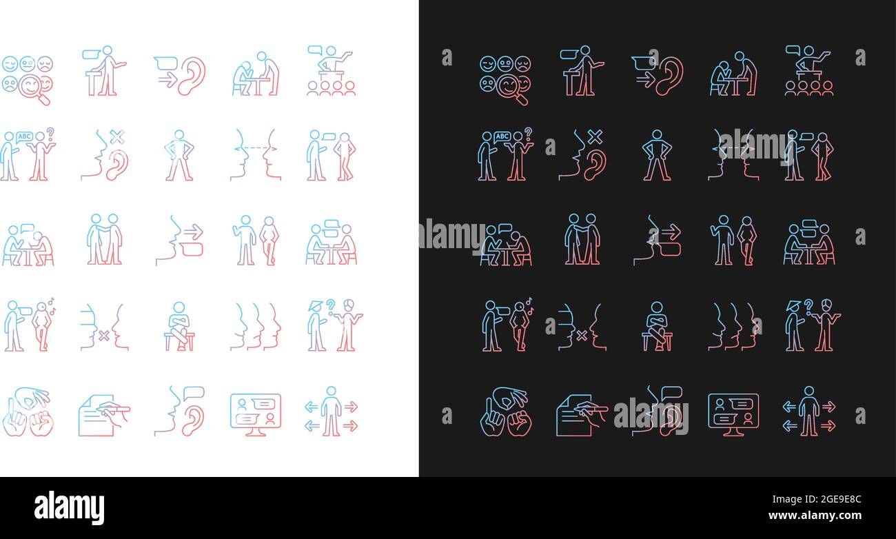 Communication channel gradient icons set for dark and light mode Stock ...