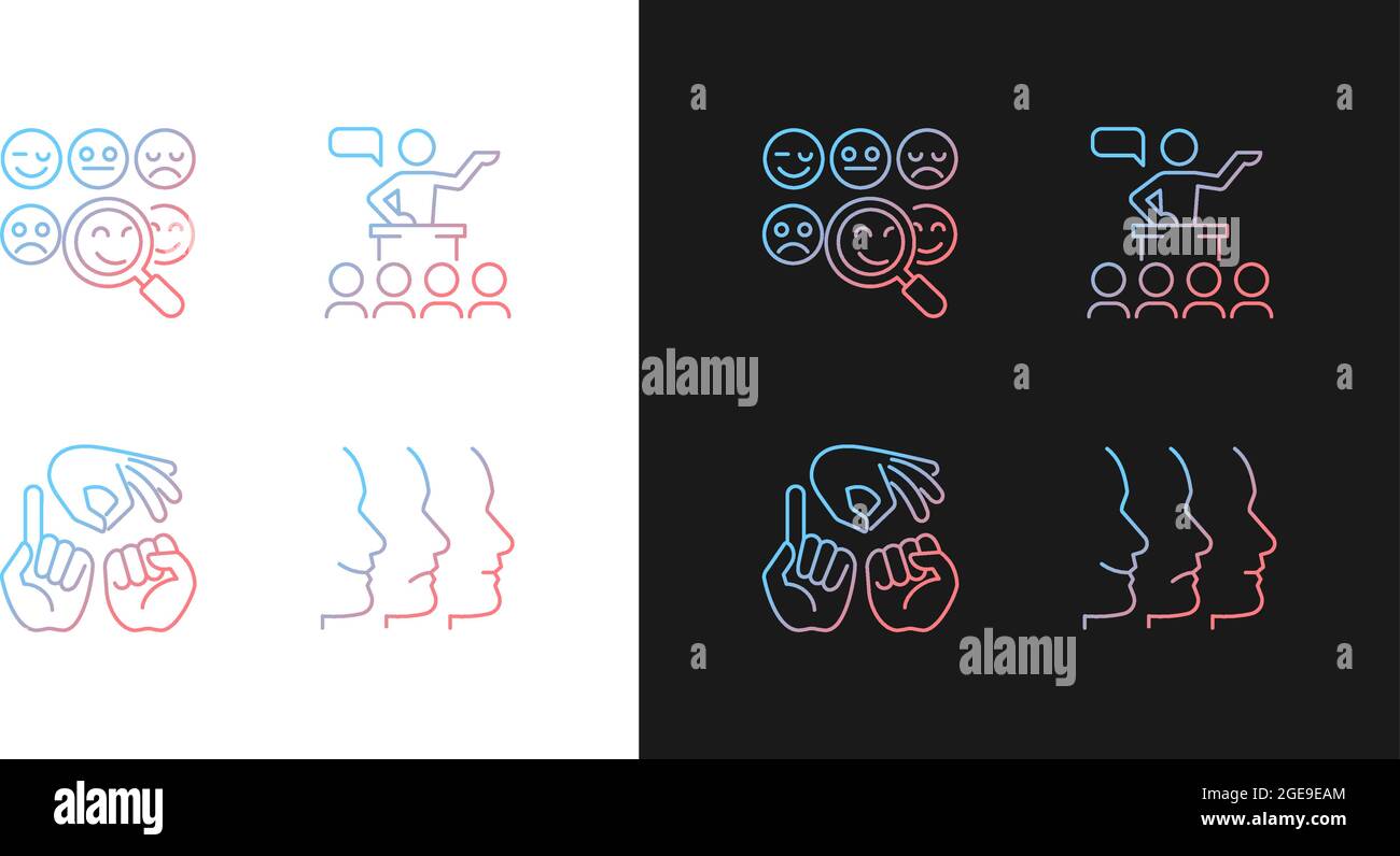 Building relationships with people gradient icons set for dark and ...