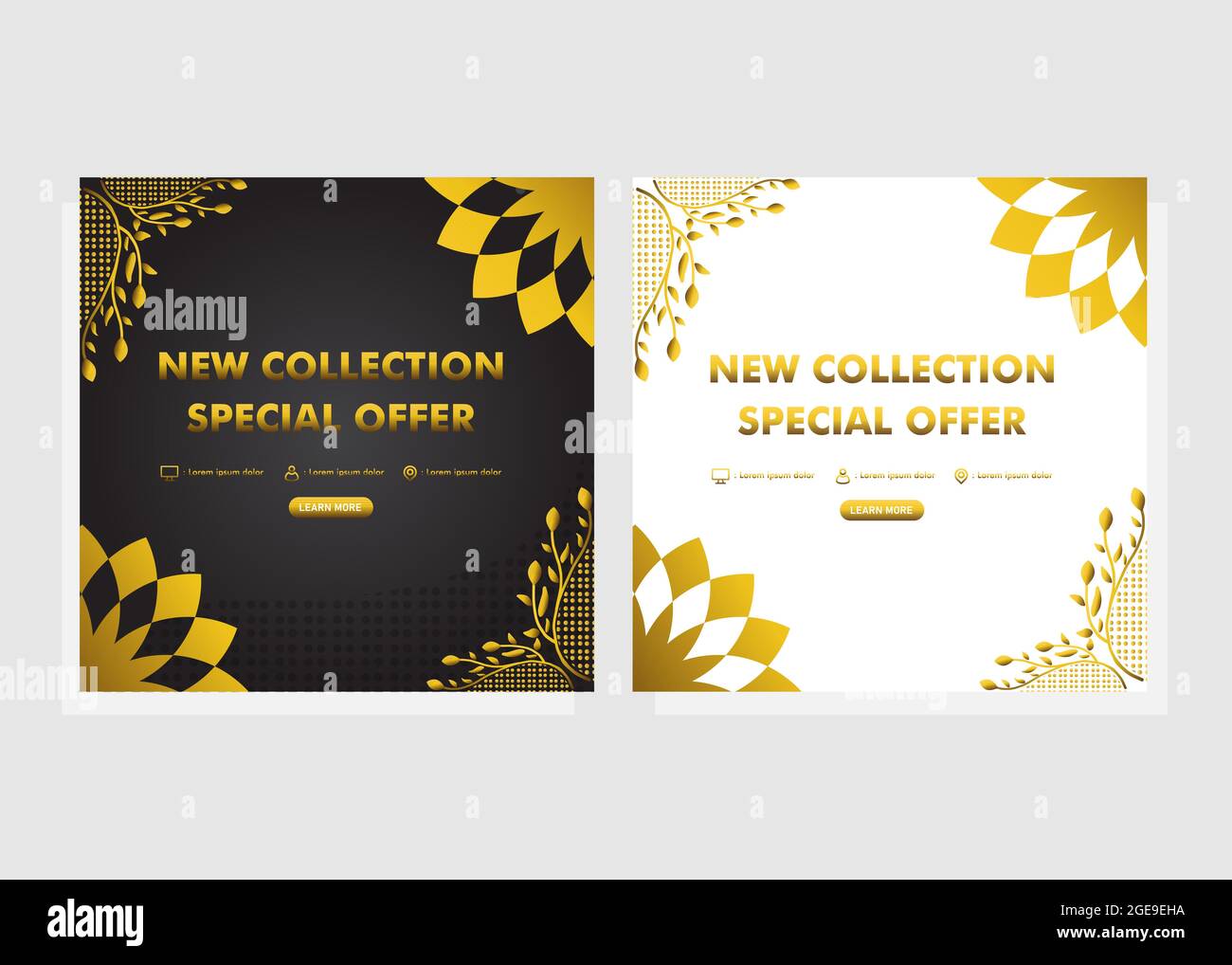 luxurious gold floral social media post template. new collection ...