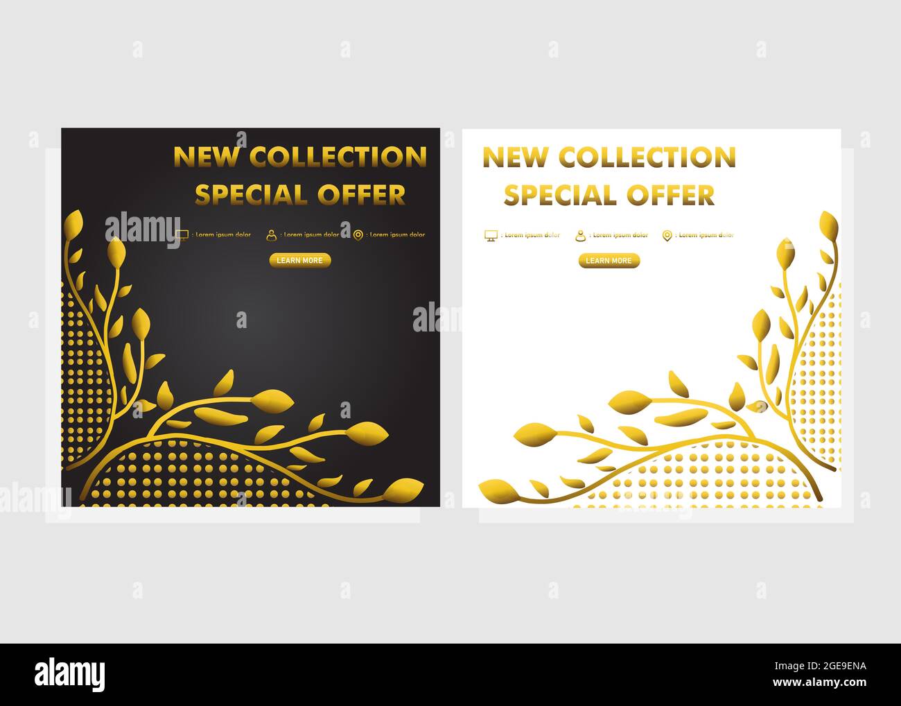 luxurious gold floral social media post template. new collection ...