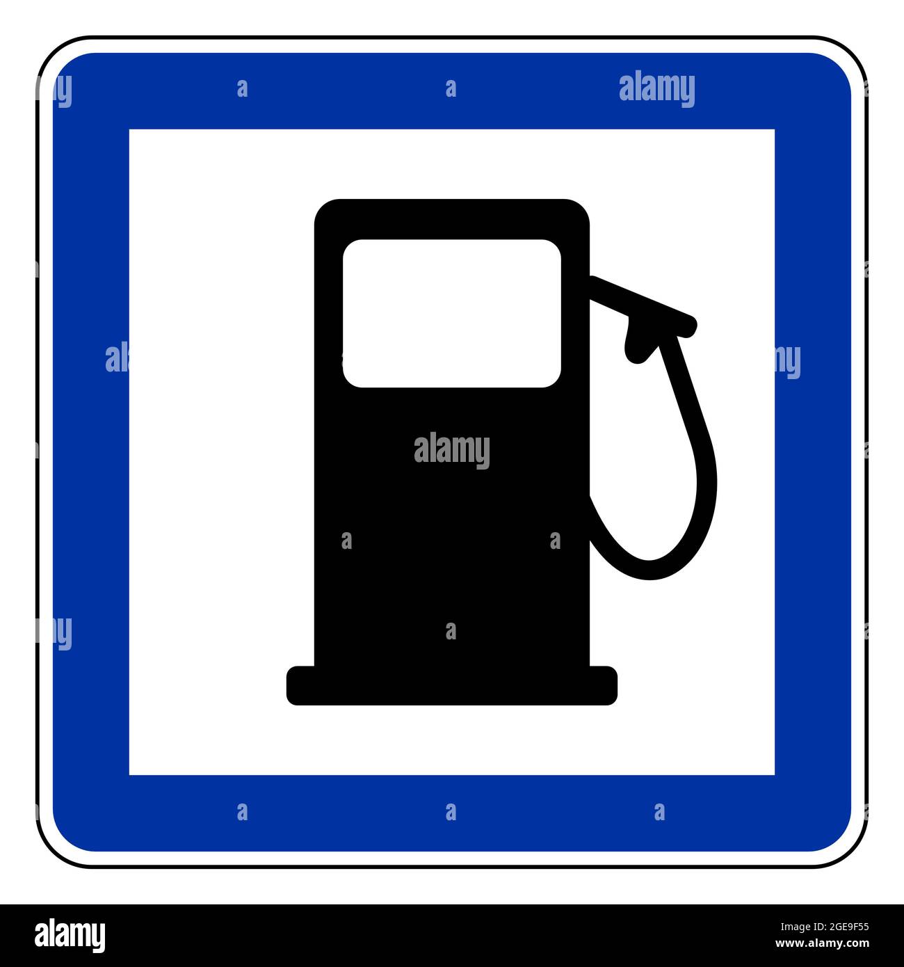 Gas station and road sign Stock Photo - Alamy