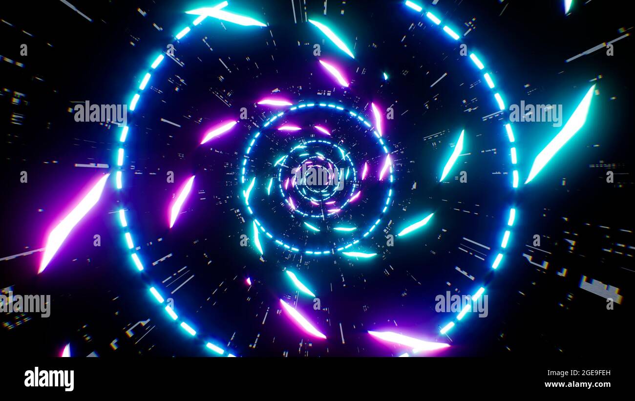 Sci Fi Space Neon Swirl Particles in the Technology Portal Effect Stock ...