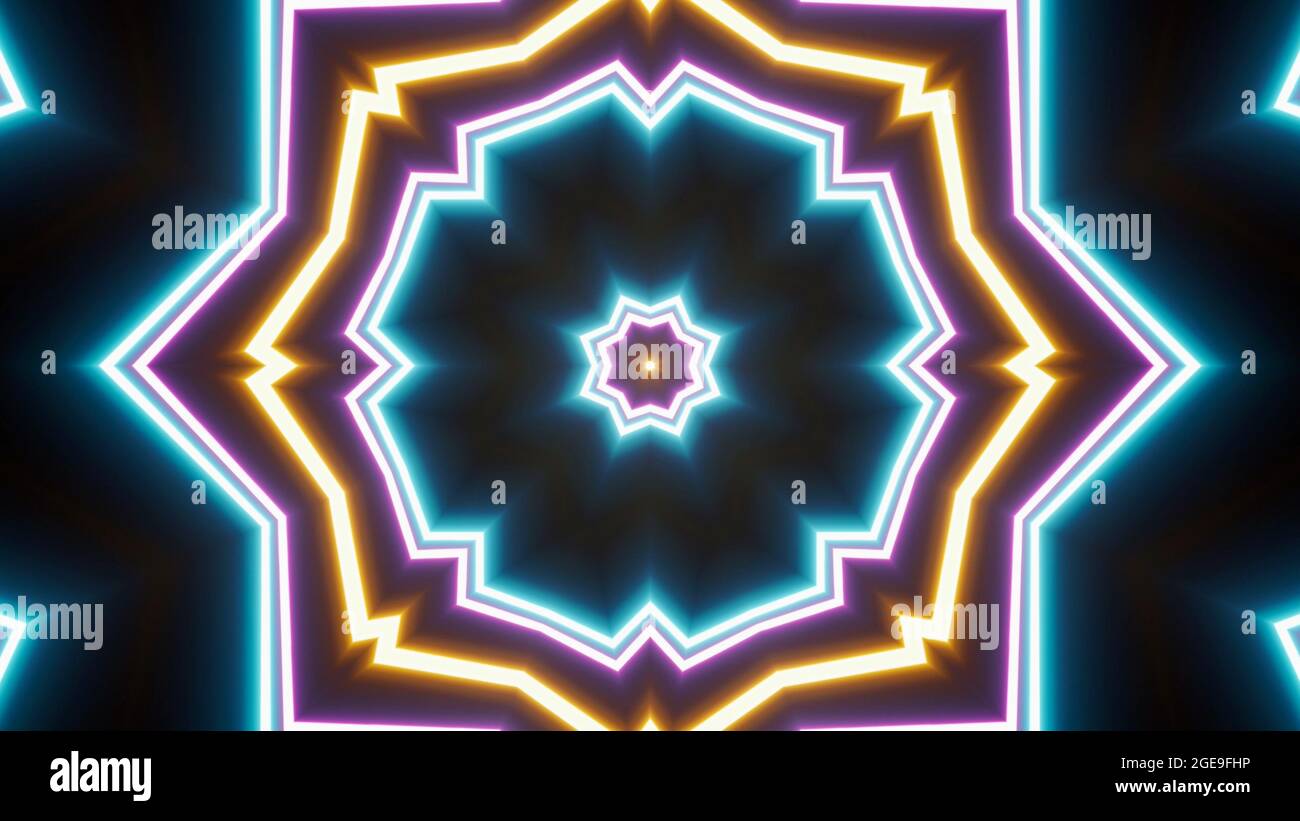 Stacked Multiple Polygon Shape Neon Event VJ Light Stock Photo - Alamy