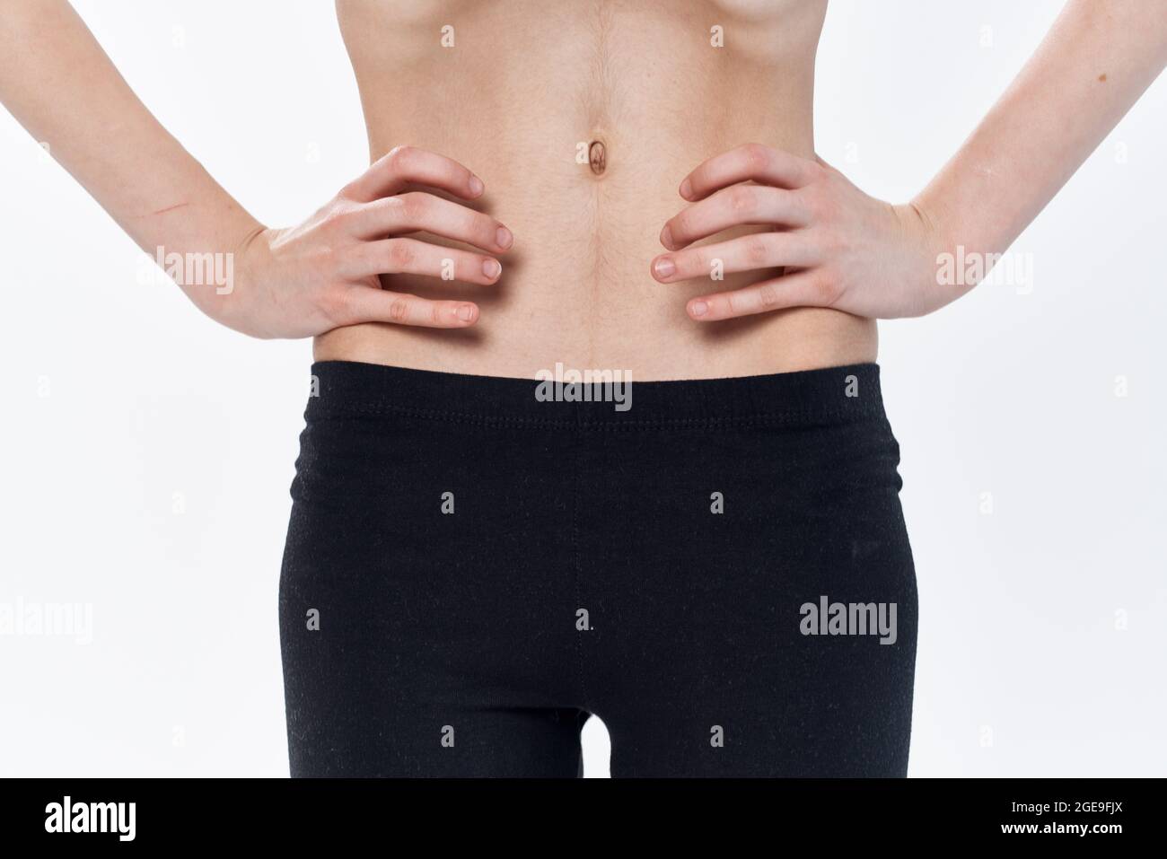 female belly retraction slimming diet anorexia Stock Photo - Alamy