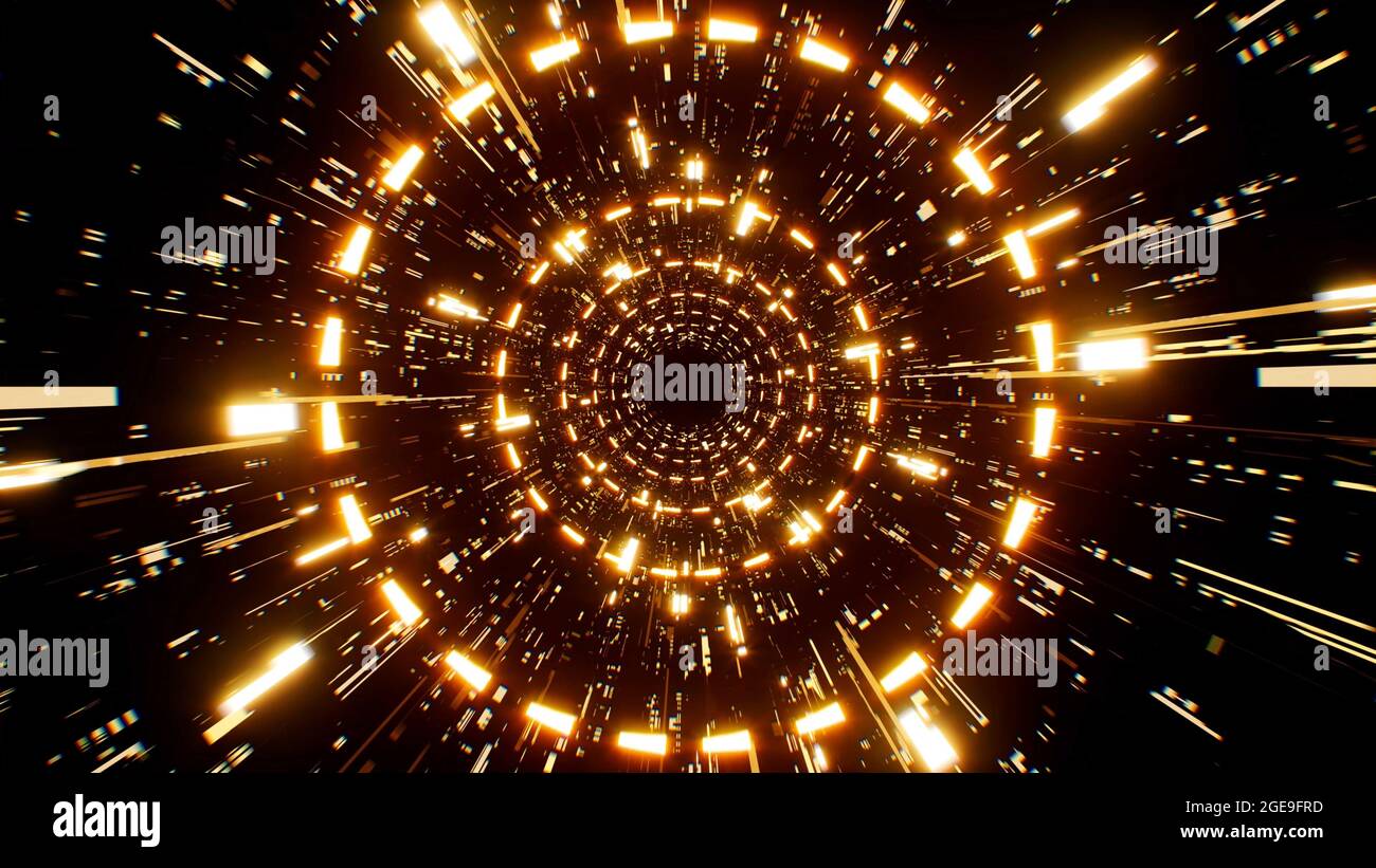 Orange Color Technology Light Tunnel Stock Photo - Alamy