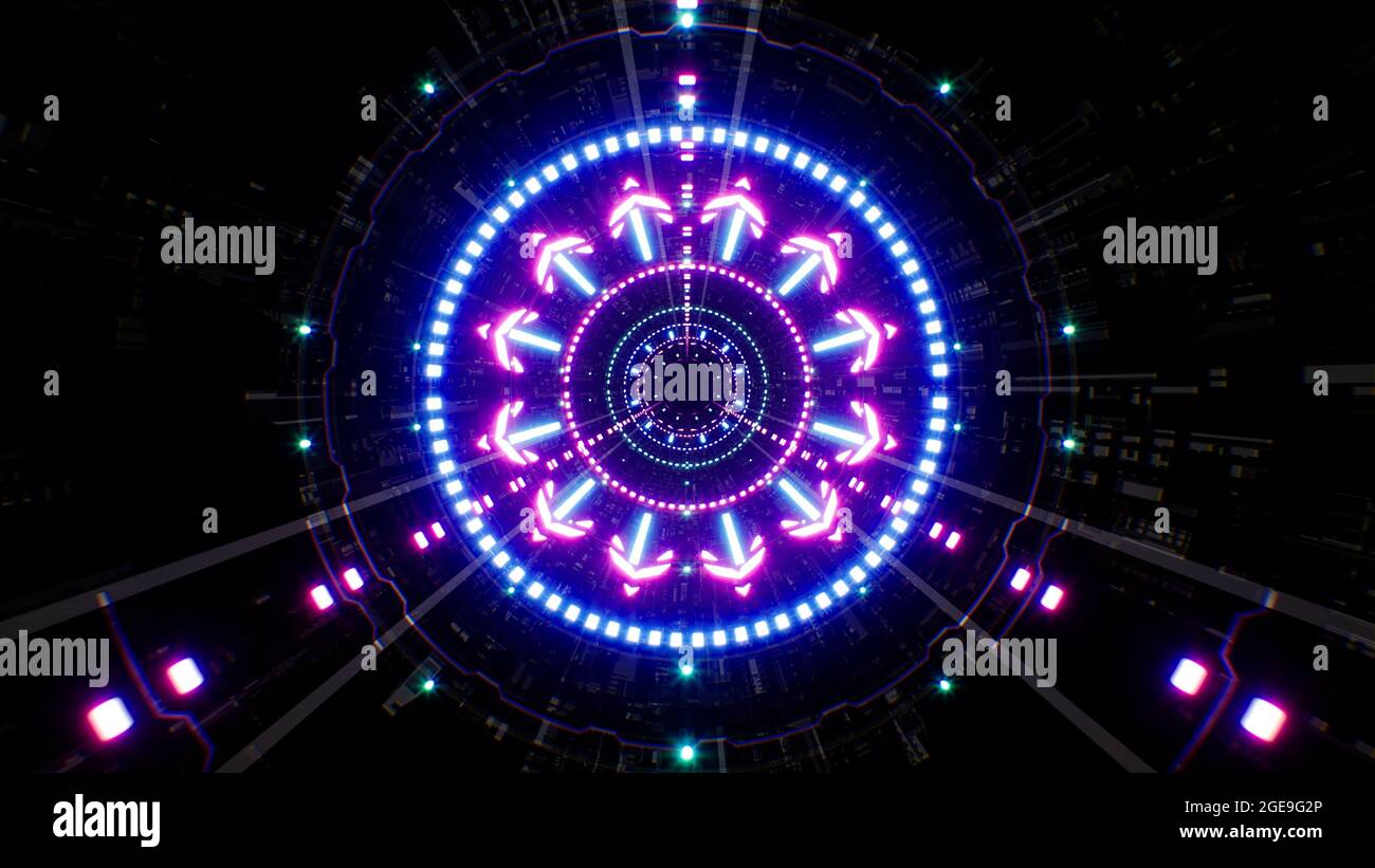 Multi Shape Neon Lamp and Triple Light in the Science Fiction Tunnel ...