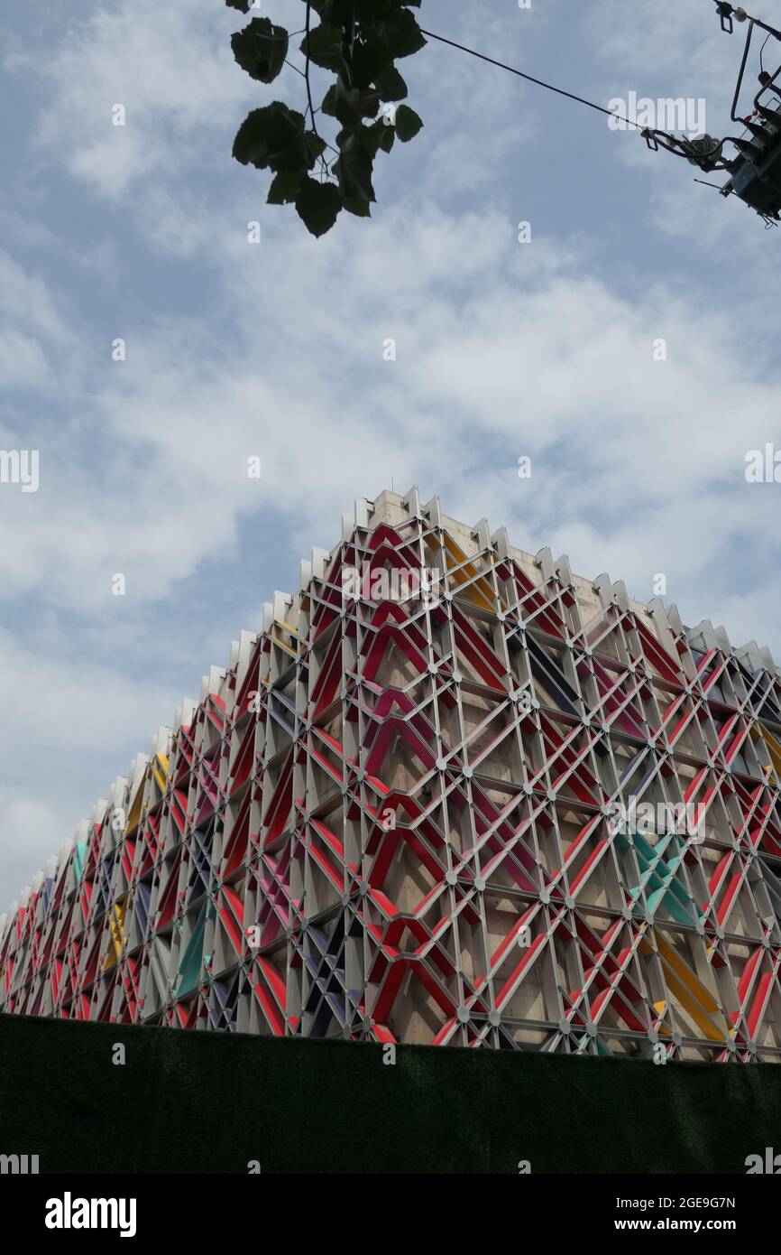 BEIJING, CHINA - AUGUST 18, 2021 - An exterior view of the Wukesong Ice ...