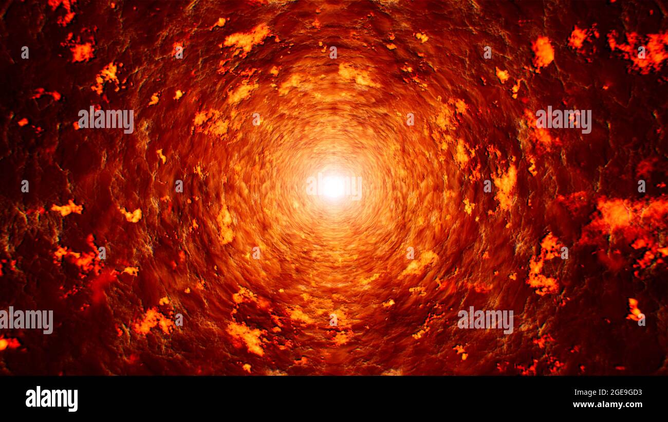 Cave Tunnel Fire Background Stock Photo - Alamy