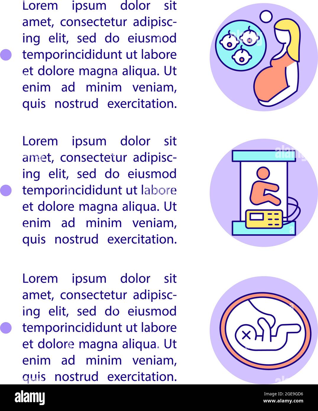 Early, multiple births and stillbirths concept line icons with text ...
