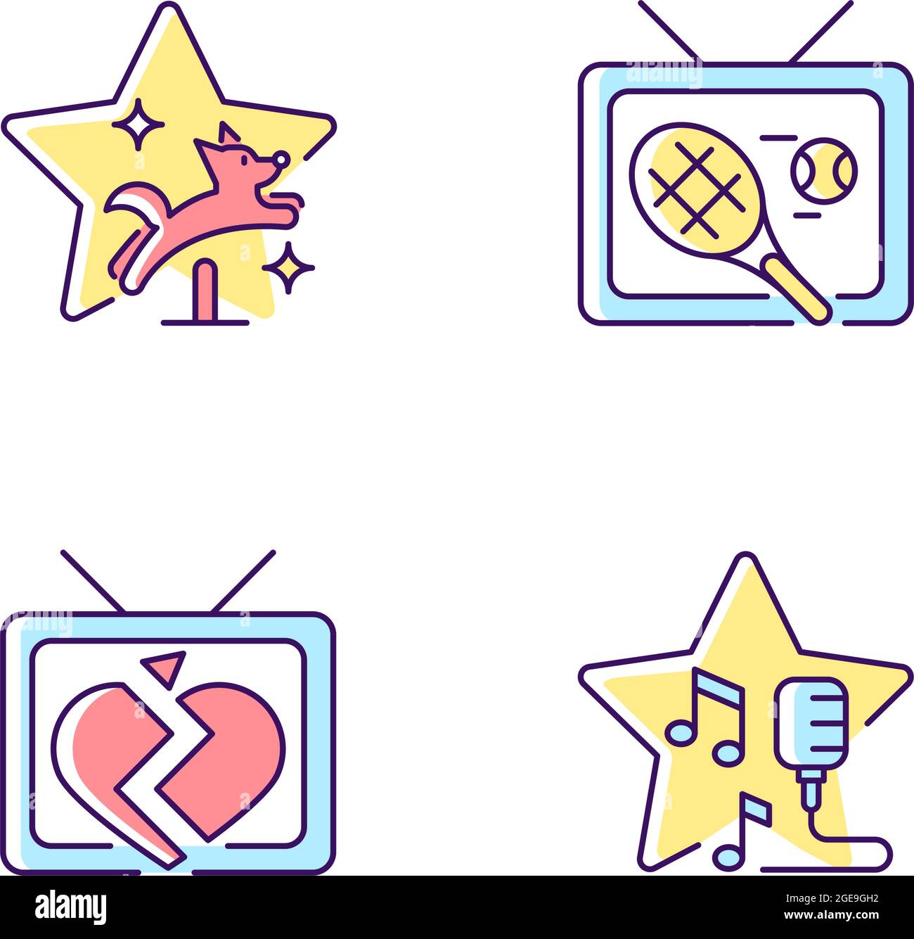 Television series genres RGB color icons set Stock Vector Image & Art ...