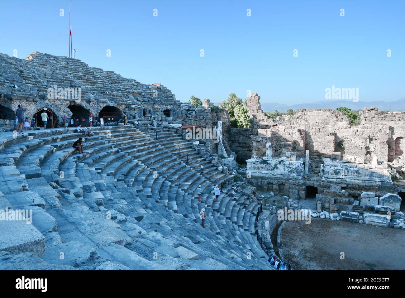 Ruins of the ancient amphitheater in Side, Turkey Stock Photo - Alamy