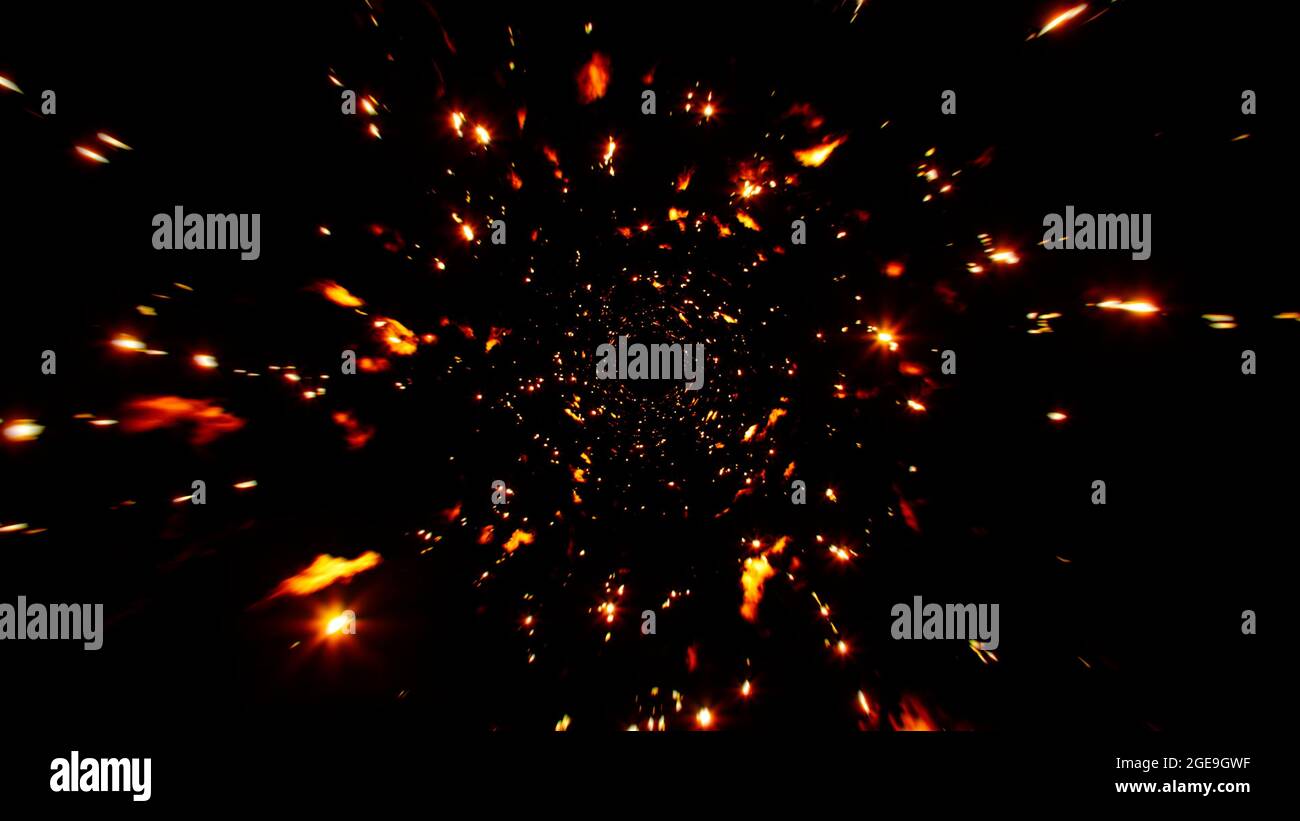 Wind Blowing Sparks and Fire Flakes Stock Photo - Alamy