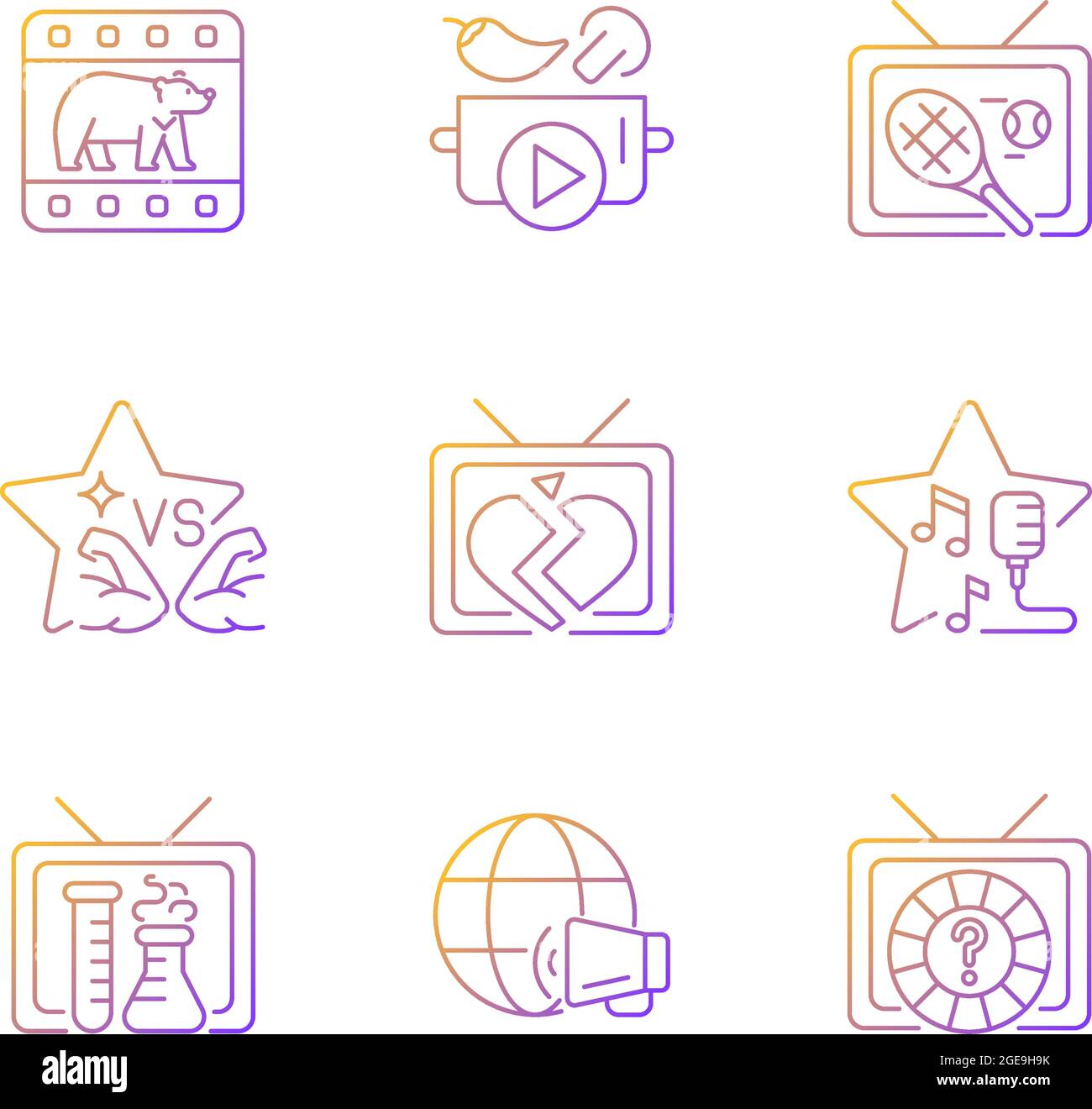 Tv Gradient Linear Vector Icons Set Stock Vector Image And Art Alamy