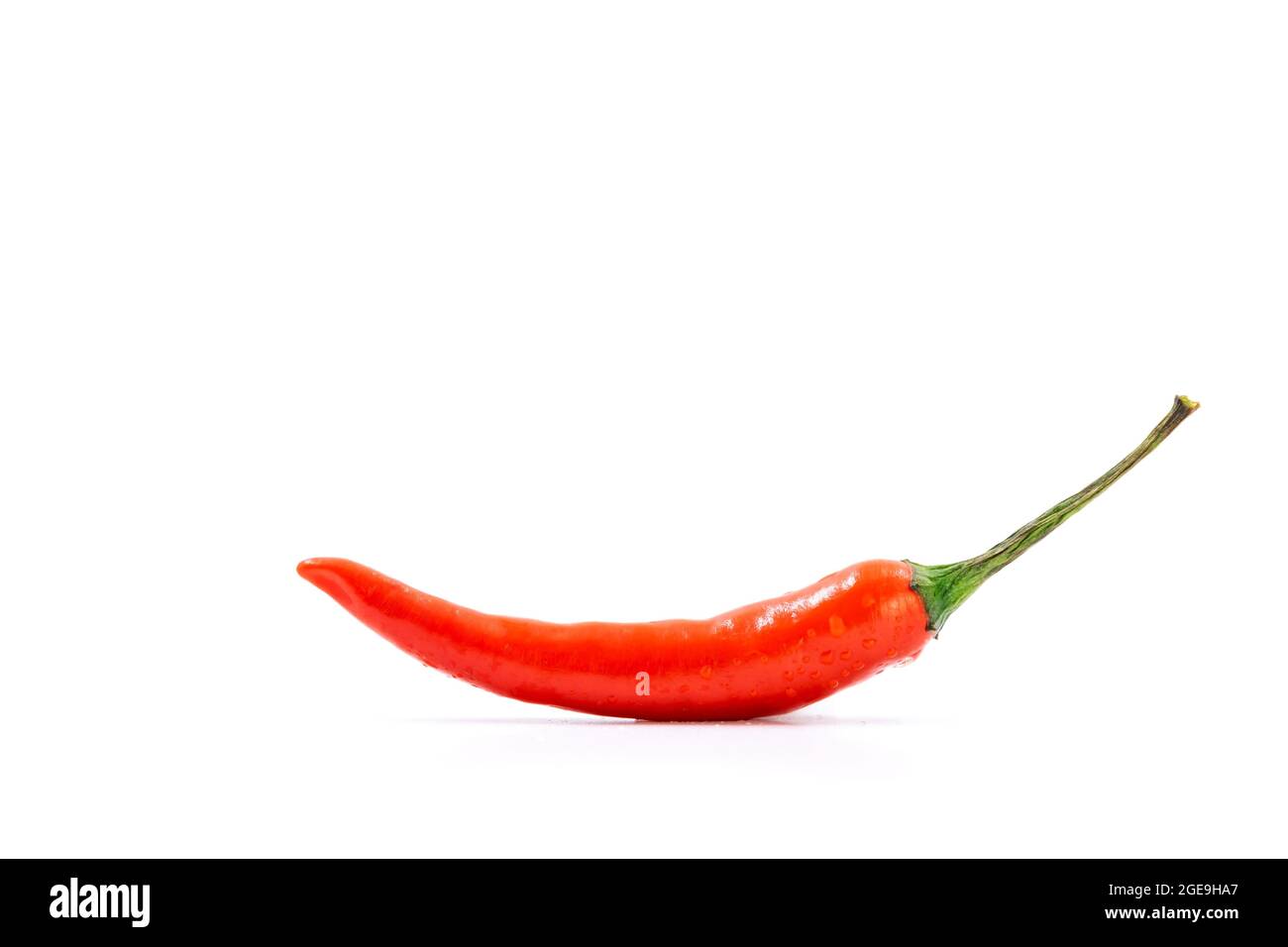 Single fresh red pepper isolated on white background with copy space ...