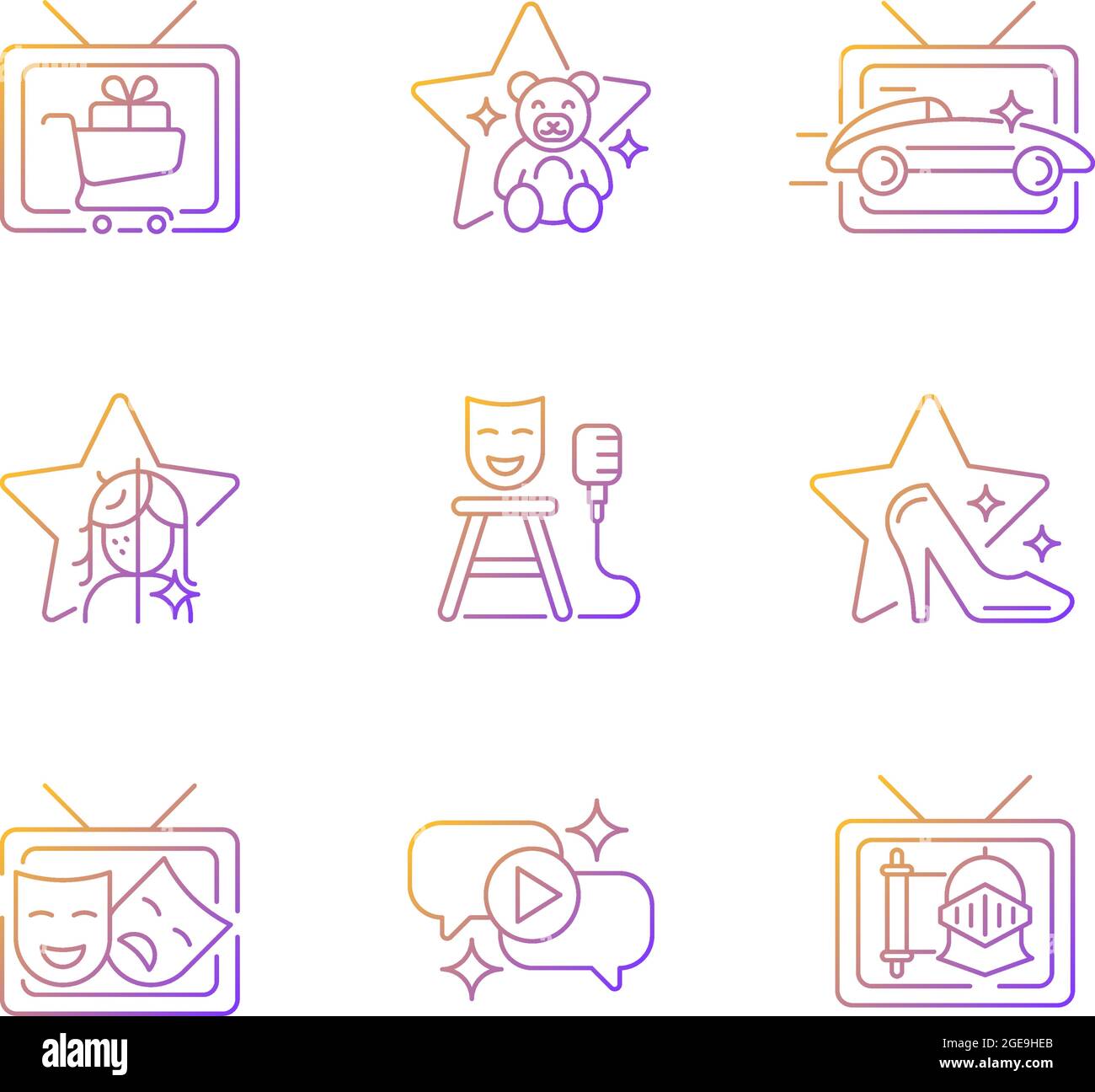 Television show gradient linear vector icons set Stock Vector Image ...