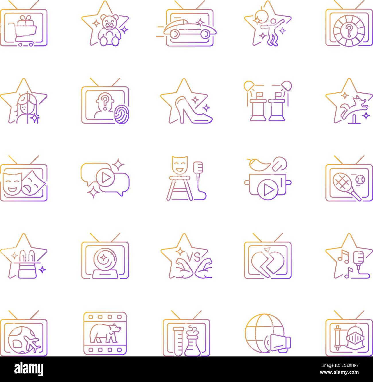 TV show gradient linear vector icons set Stock Vector Image & Art - Alamy