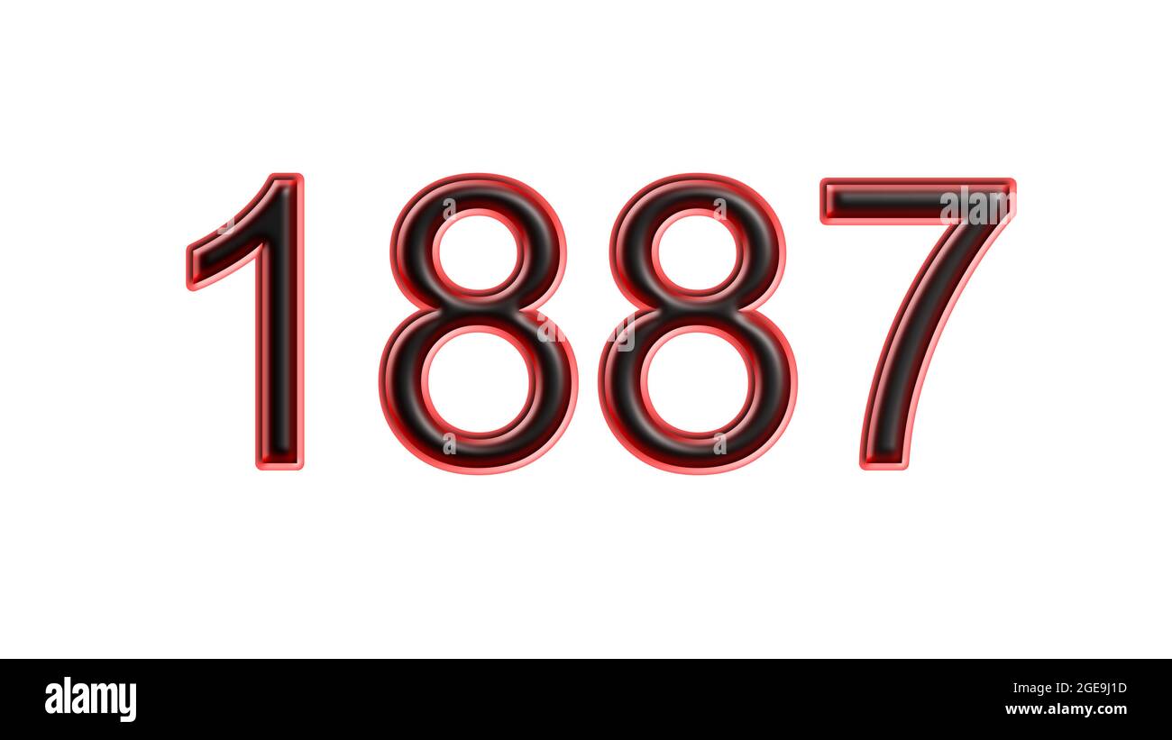 red 1887 number 3d effect white background Stock Photo - Alamy