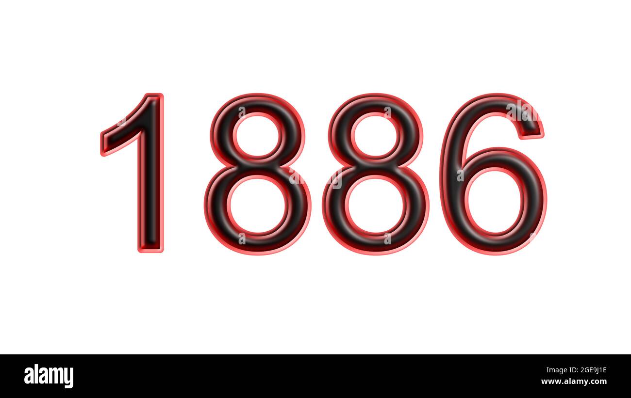red 1886 number 3d effect white background Stock Photo - Alamy