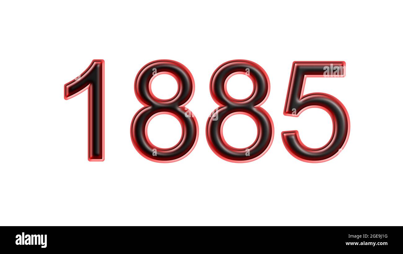 red 1885 number 3d effect white background Stock Photo - Alamy