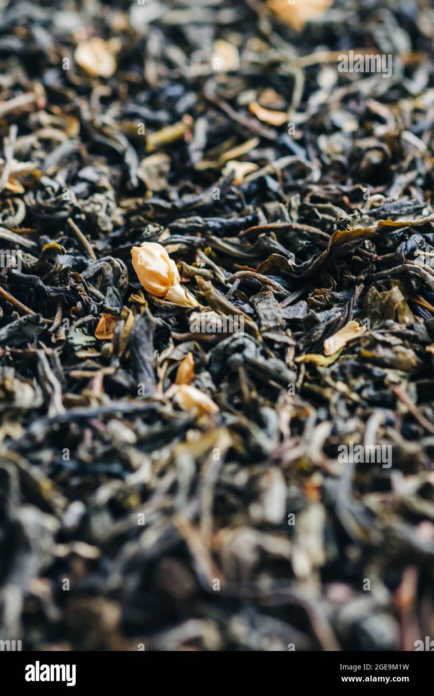 Green tea jasmine molihua, close-up. Texture background Stock Photo - Alamy