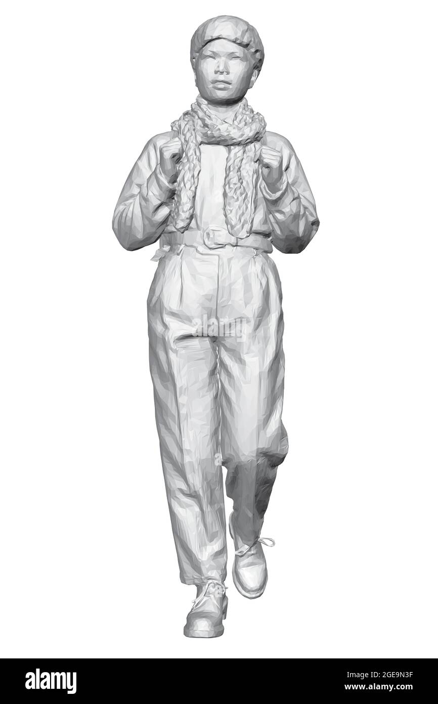 Girl Walking Drawing Front View