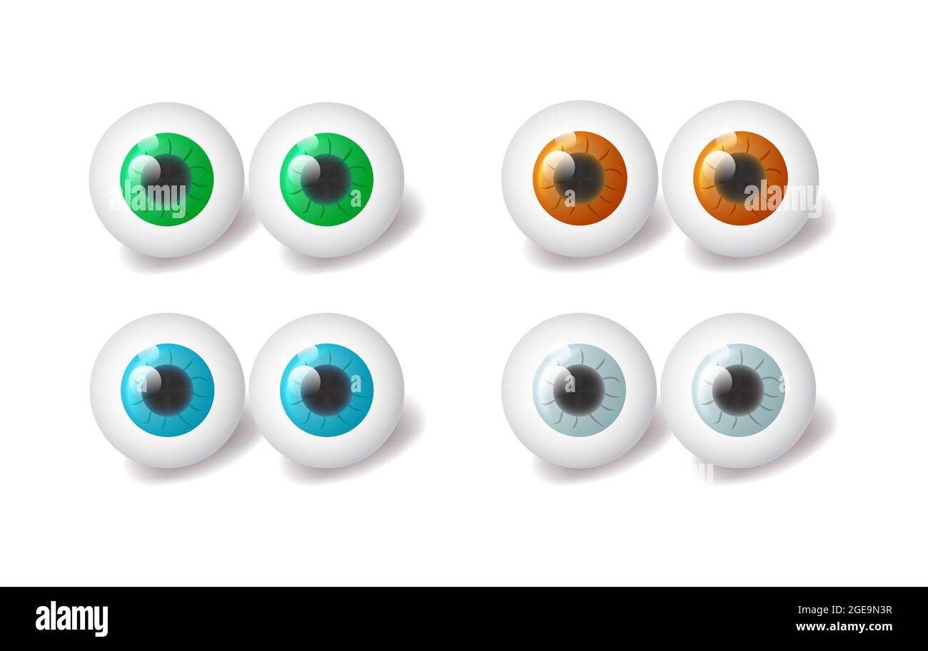 Various color eyes balls icon with shadow on white, vector illustration ...
