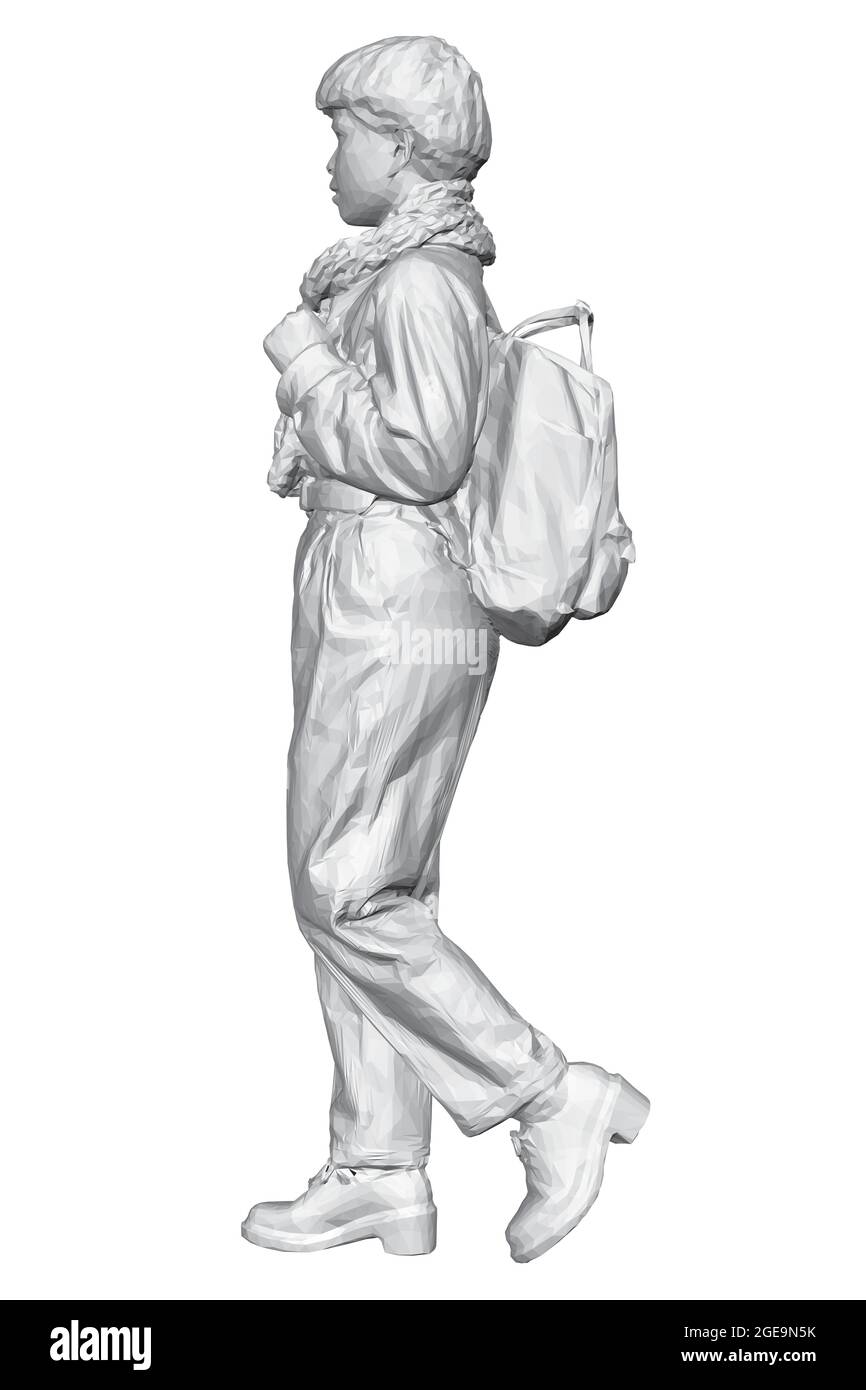 Girl Walking Drawing Back