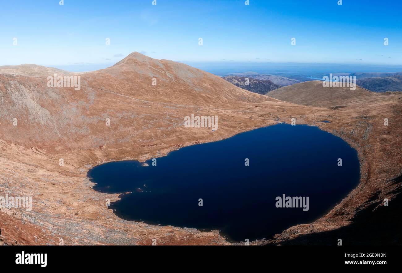 View from Helvellyn on Red Tarn.Majestic mountain landscape scenery in ...