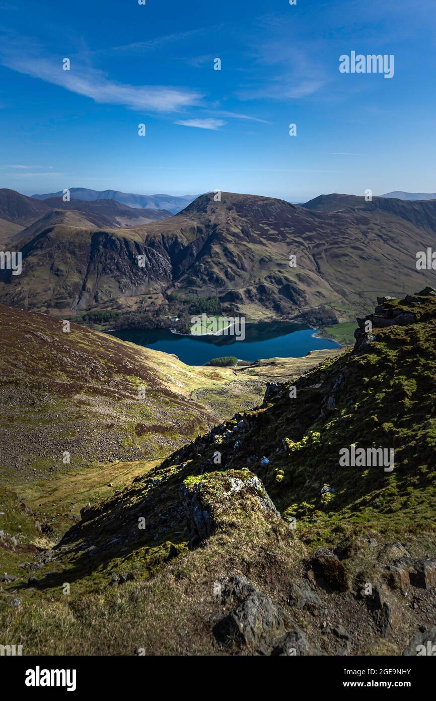 View from High Stile on Buttermere lake in Lake District, Cumbria, UK ...