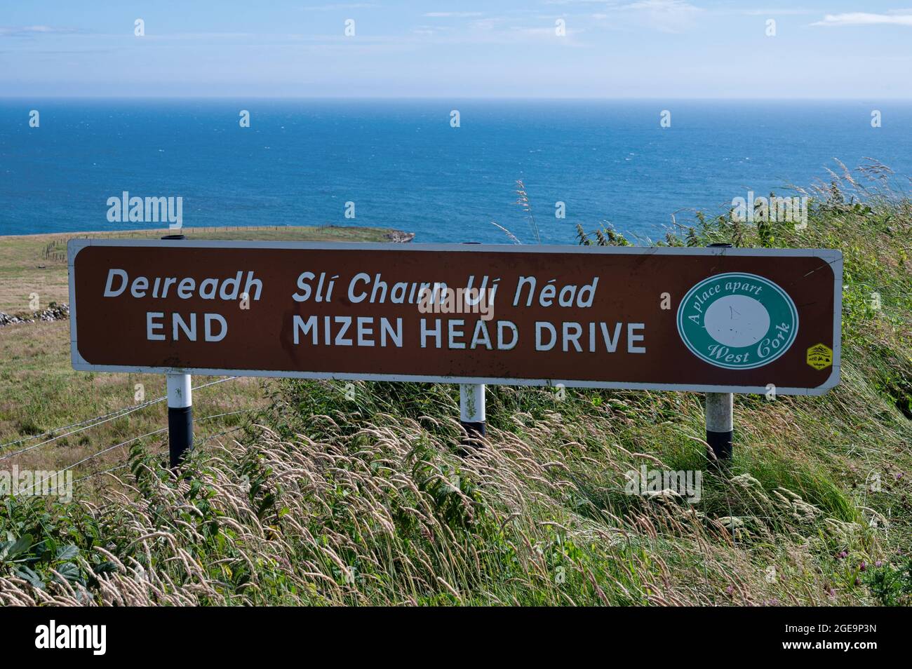 Mizen Head, Ireland- July 12, 2021: The road sign for Mizen Head drive ...