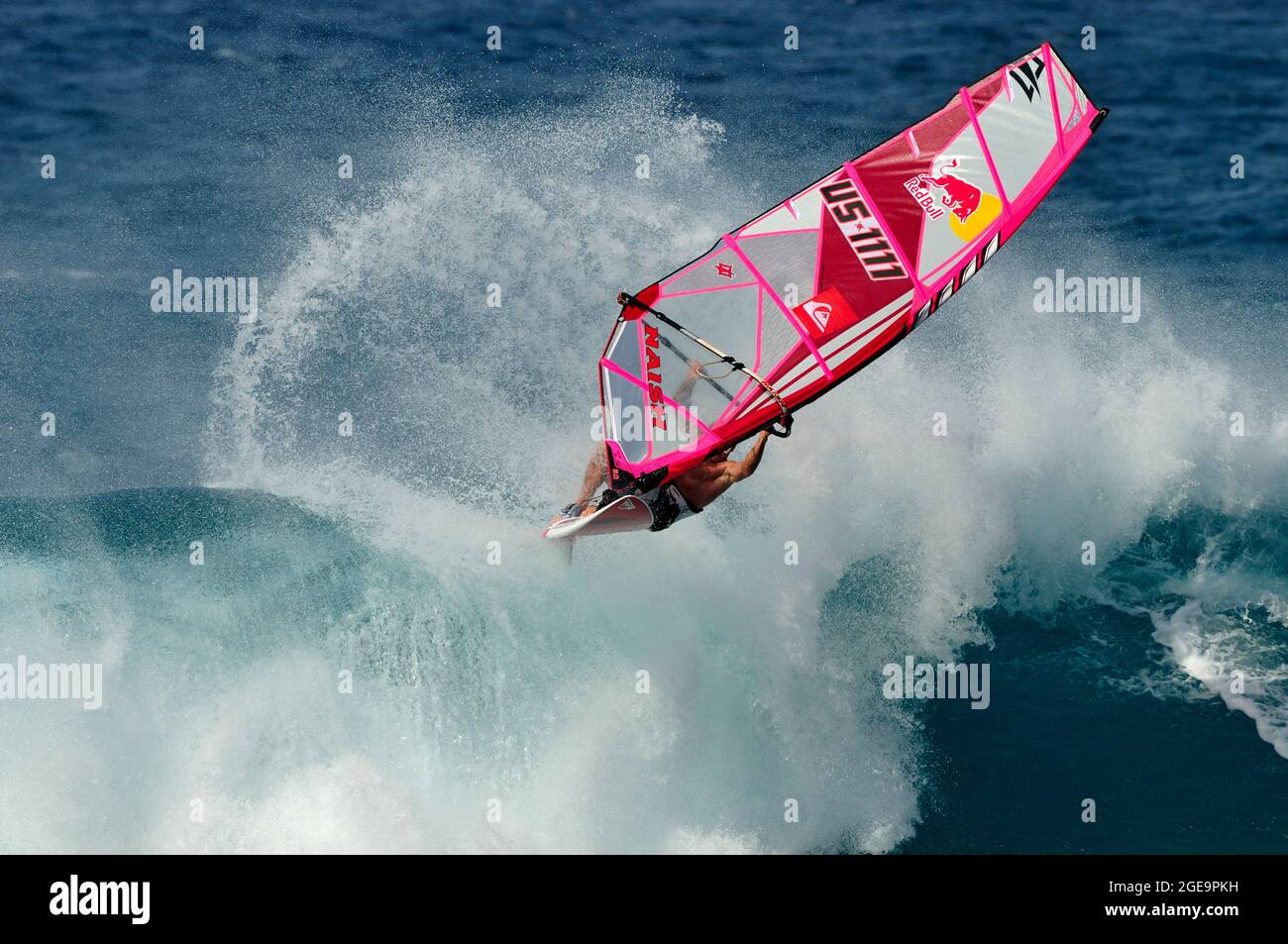 Robbie Naish Windsurfing at Ho'okipa Beach, Maui, Hawaii Stock Photo ...