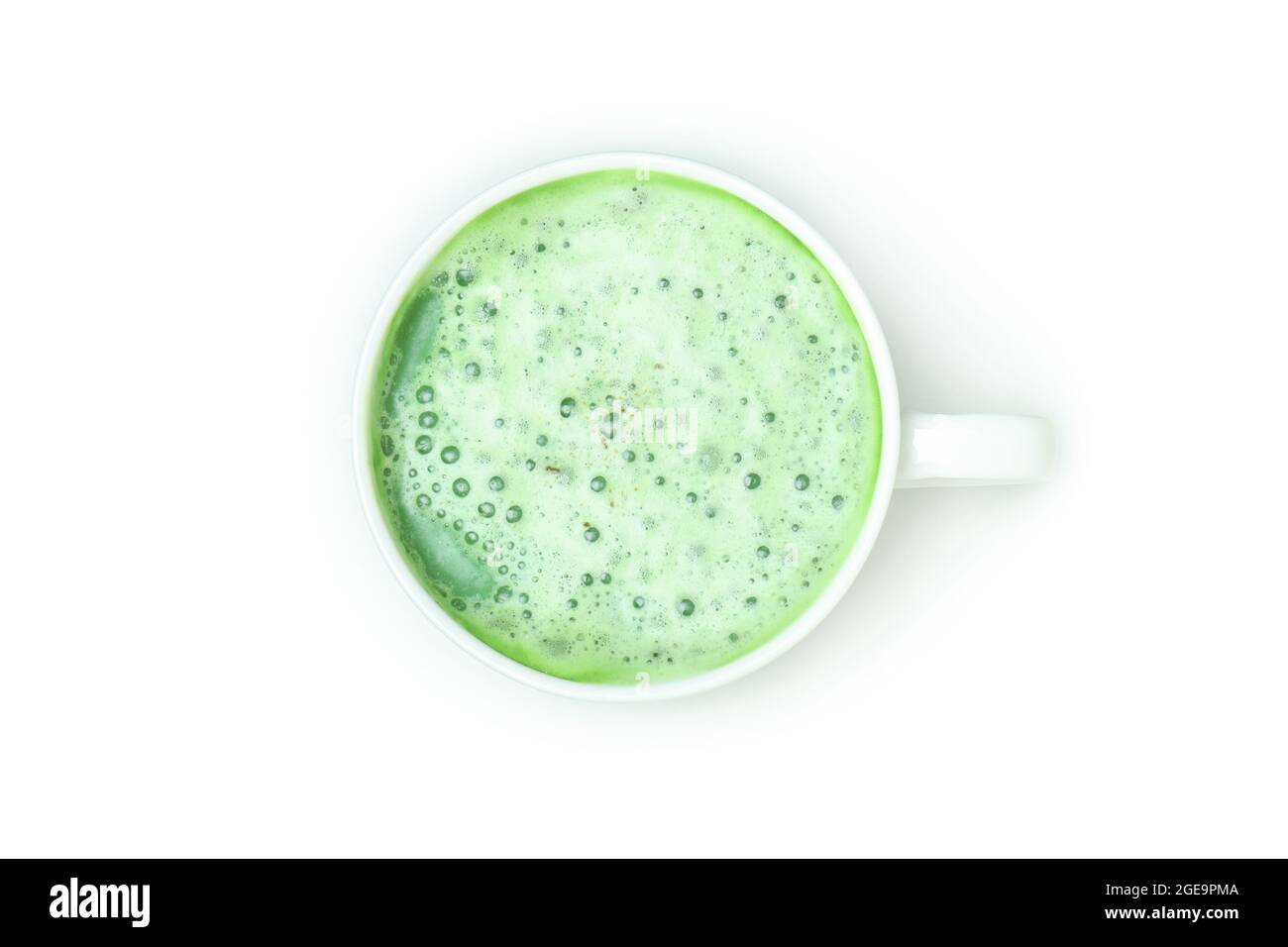 Cup of matcha latte isolated on white background Stock Photo - Alamy