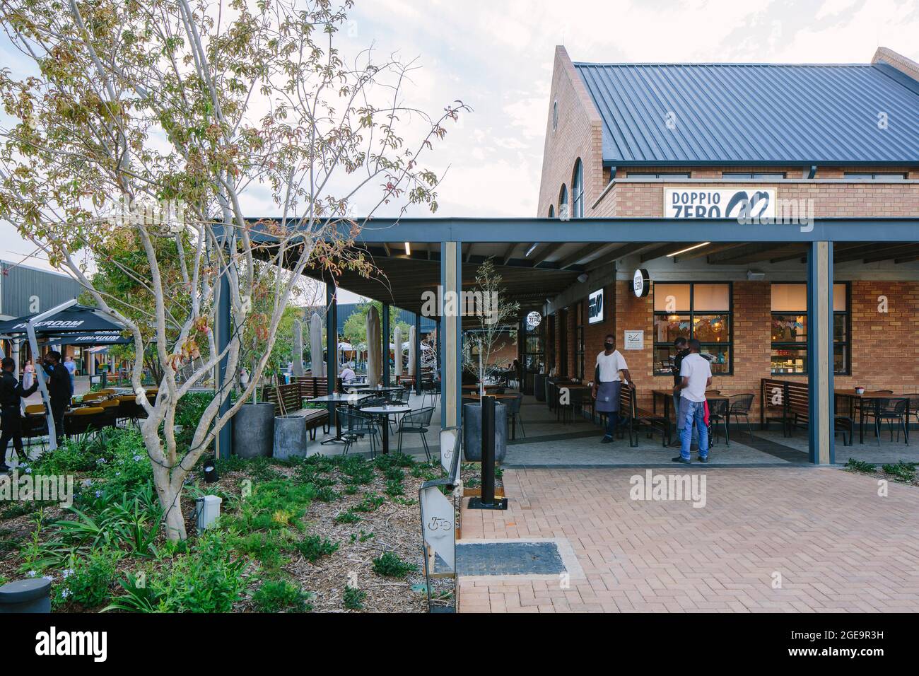 Entrance to restaurant and landscaping. Castle Gate Lifestyle, Pretoria ...