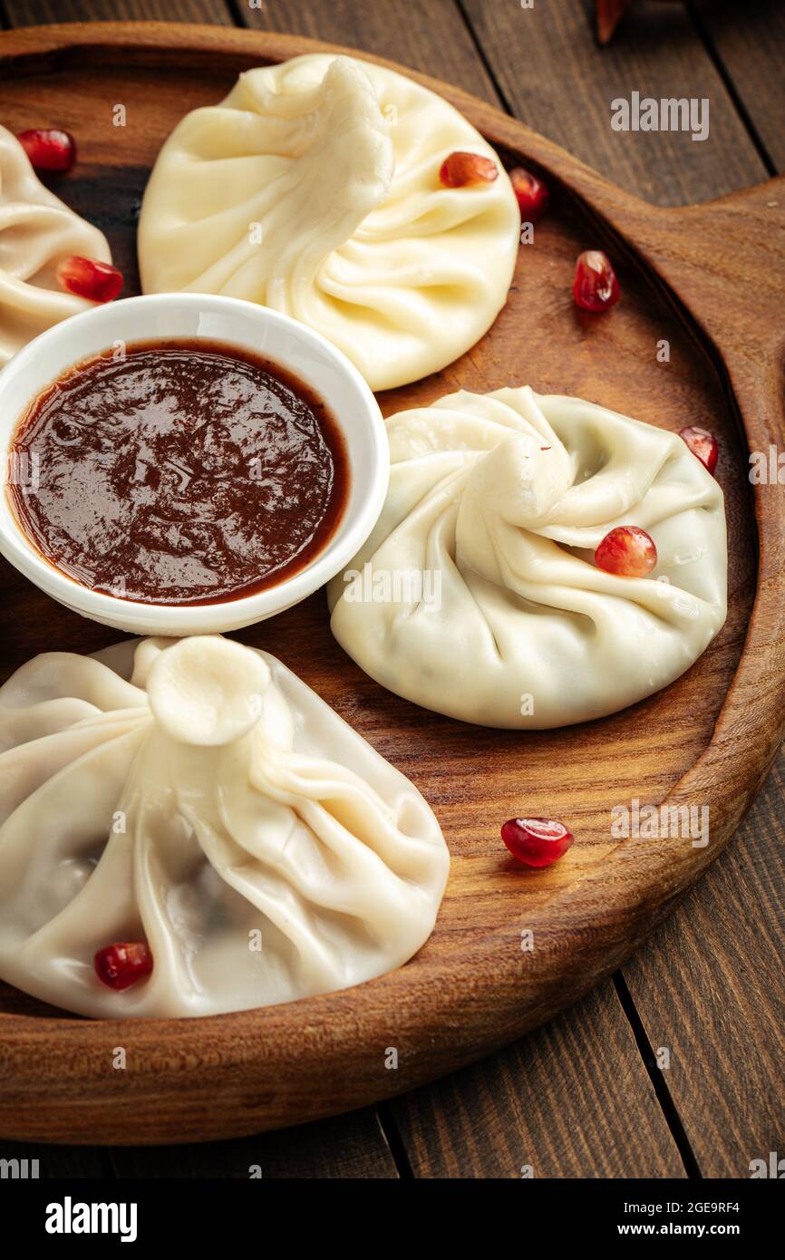 Closeup traditional khinkali dumplings hi-res stock photography and ...