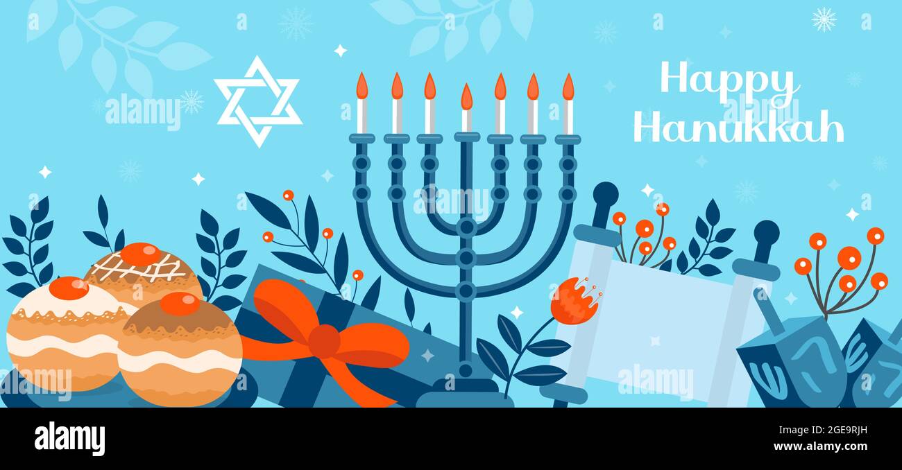 Happy Hanukkah banner, template for your design. Hanukkah is a Jewish ...