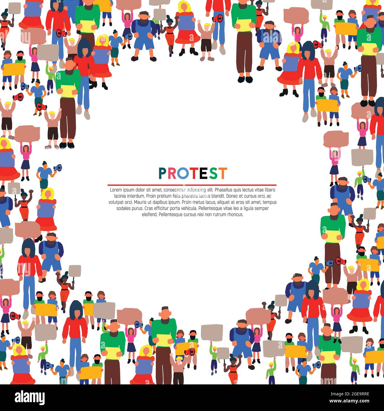 Protesters people on a white background. Revolution vector illustration ...