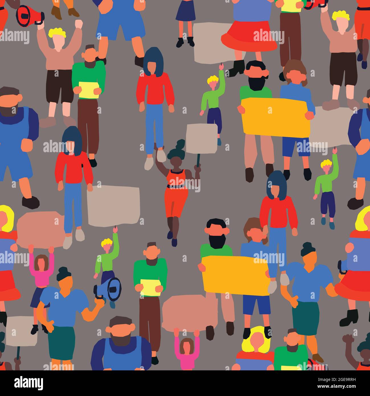 Seamless vector pattern with a crowd of people of different ages, races ...