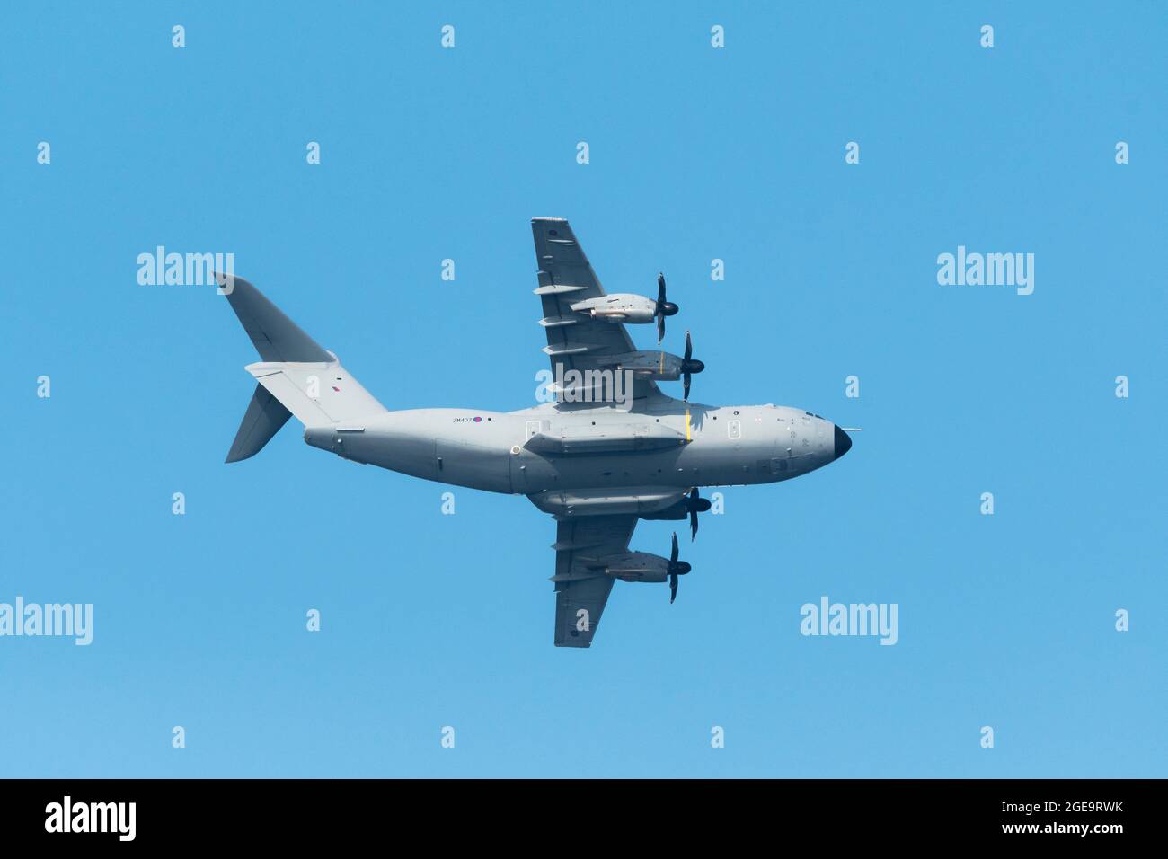 An RAF Airbus A400M Atlas C1 Transport aircraft flying overhead Stock ...