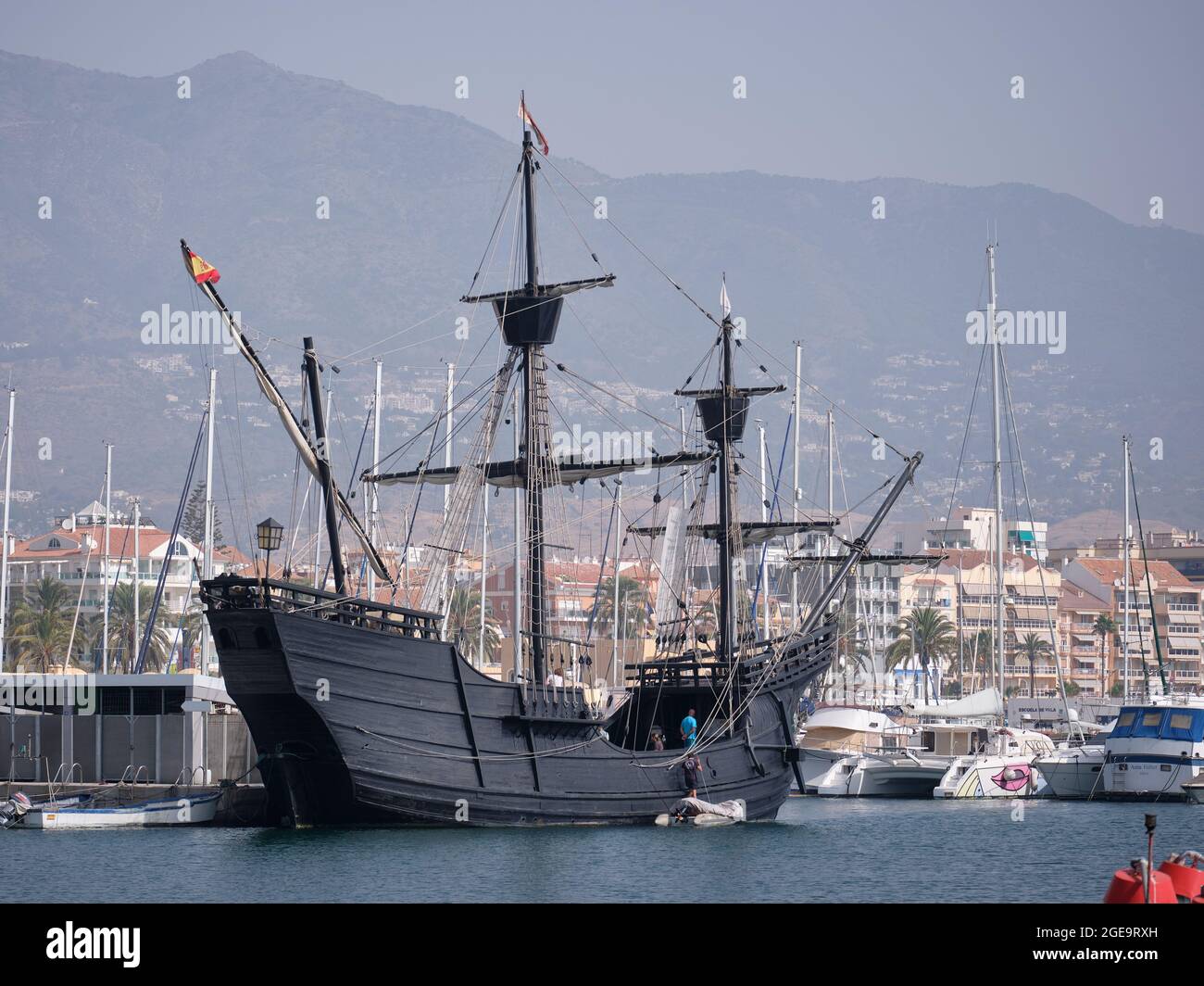 Replica of old Spanish galleon, Nao Victoria at Port of Fuengirola ...