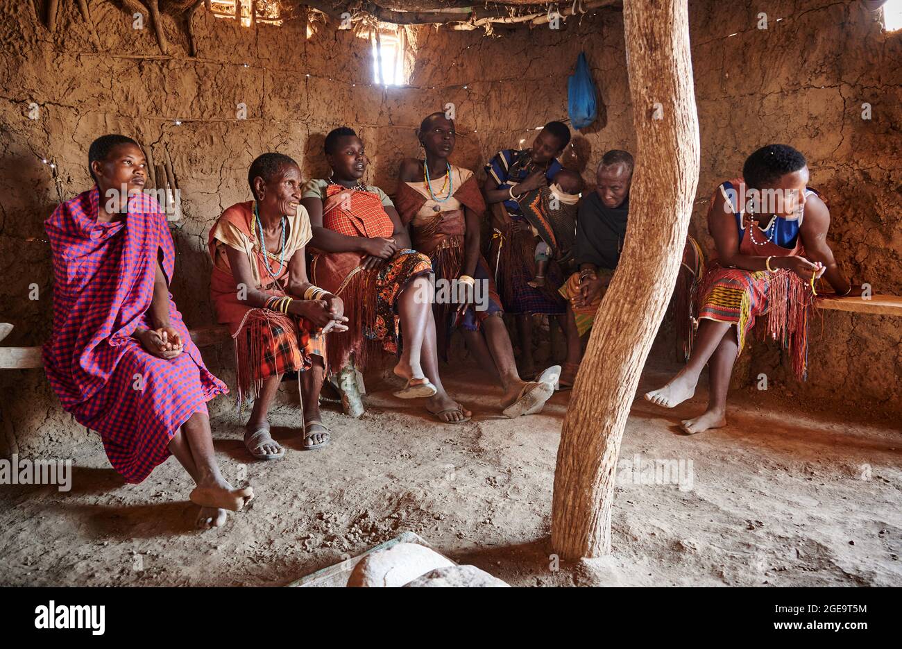 group of women of Datoga tribe, Lake Eyasi, Tanzania, Africa Stock ...