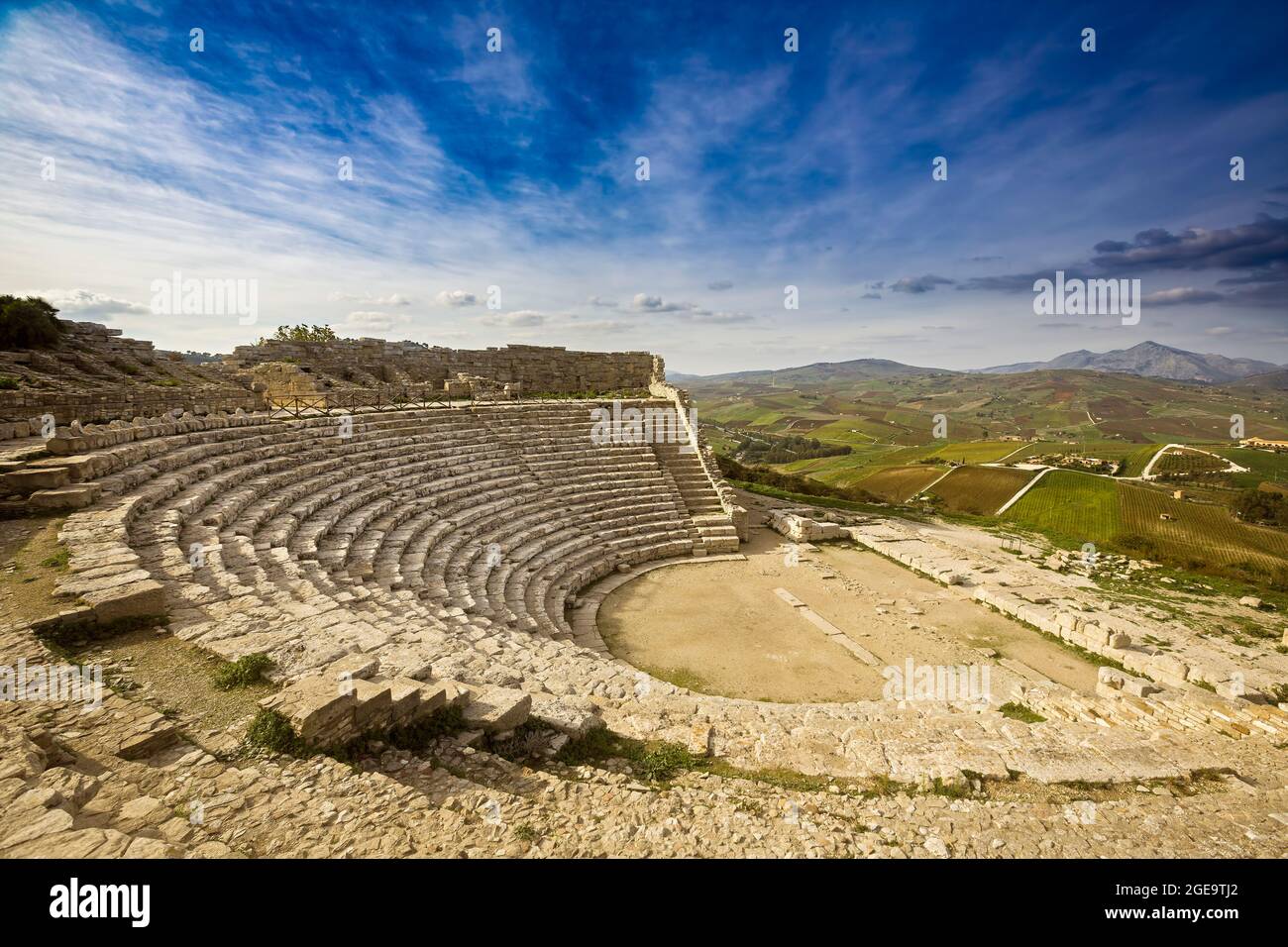 The ancient Greek amphitheatre on top of Mount Barbaro Stock Photo - Alamy