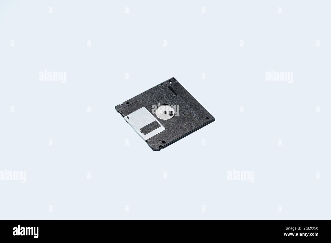From above black floppy disks placed on light blue background Stock ...